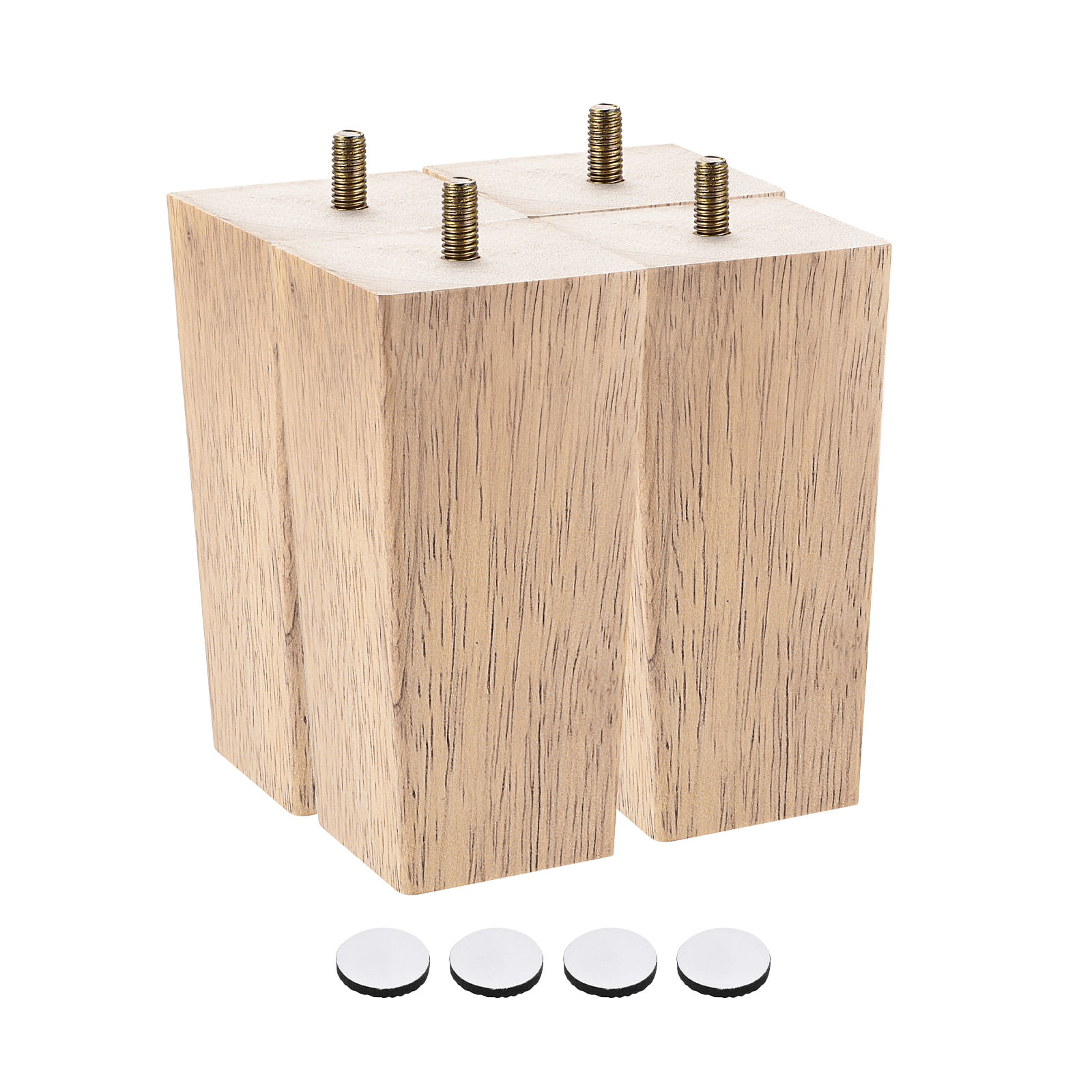Uxcell Furniture Legs 6 Inch(150mm) Set of 4 Square Solid Wood Couch ...