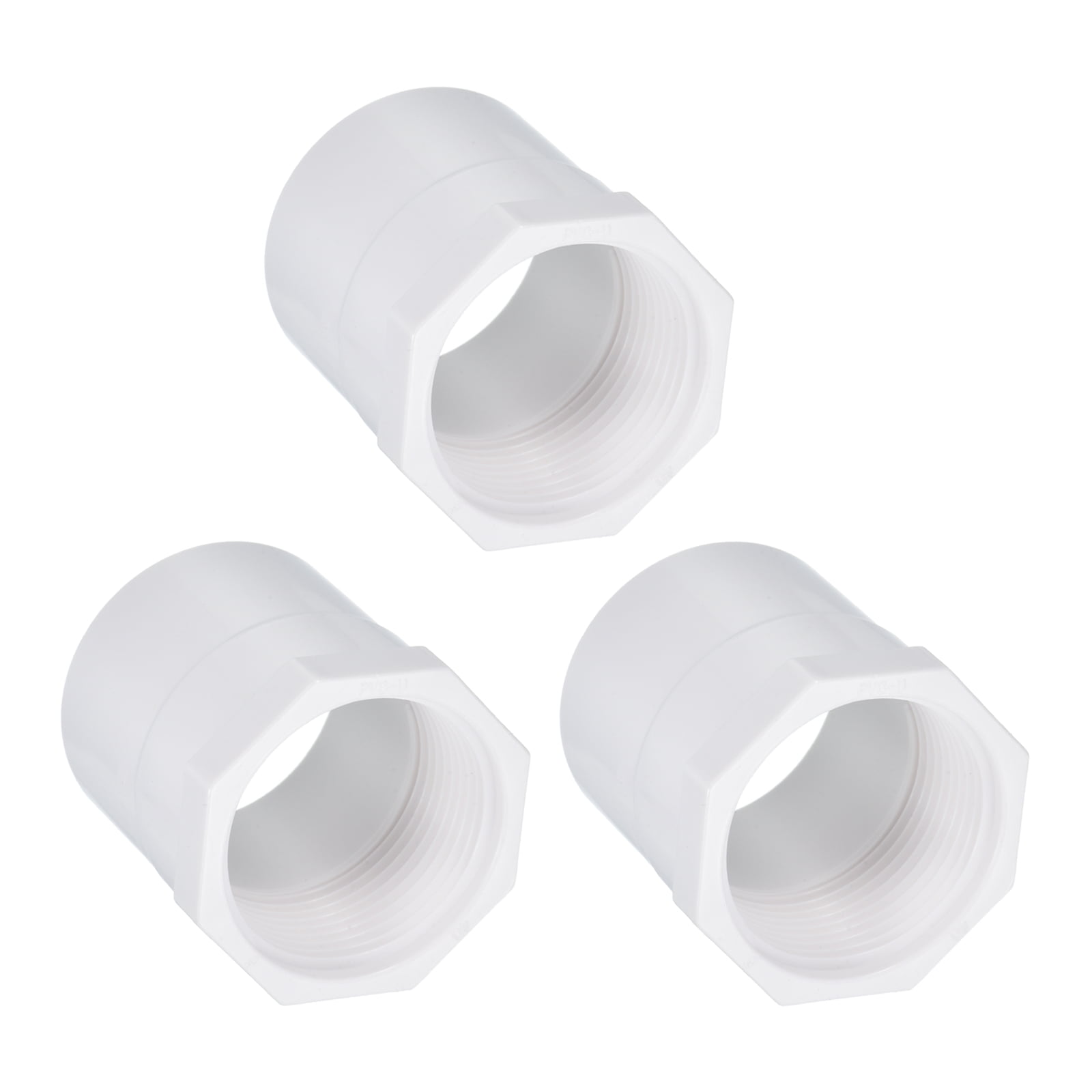 Uxcell G1 1/4 Female Thread 40mm Socket PVC Straight Pipe Fitting, 3 ...