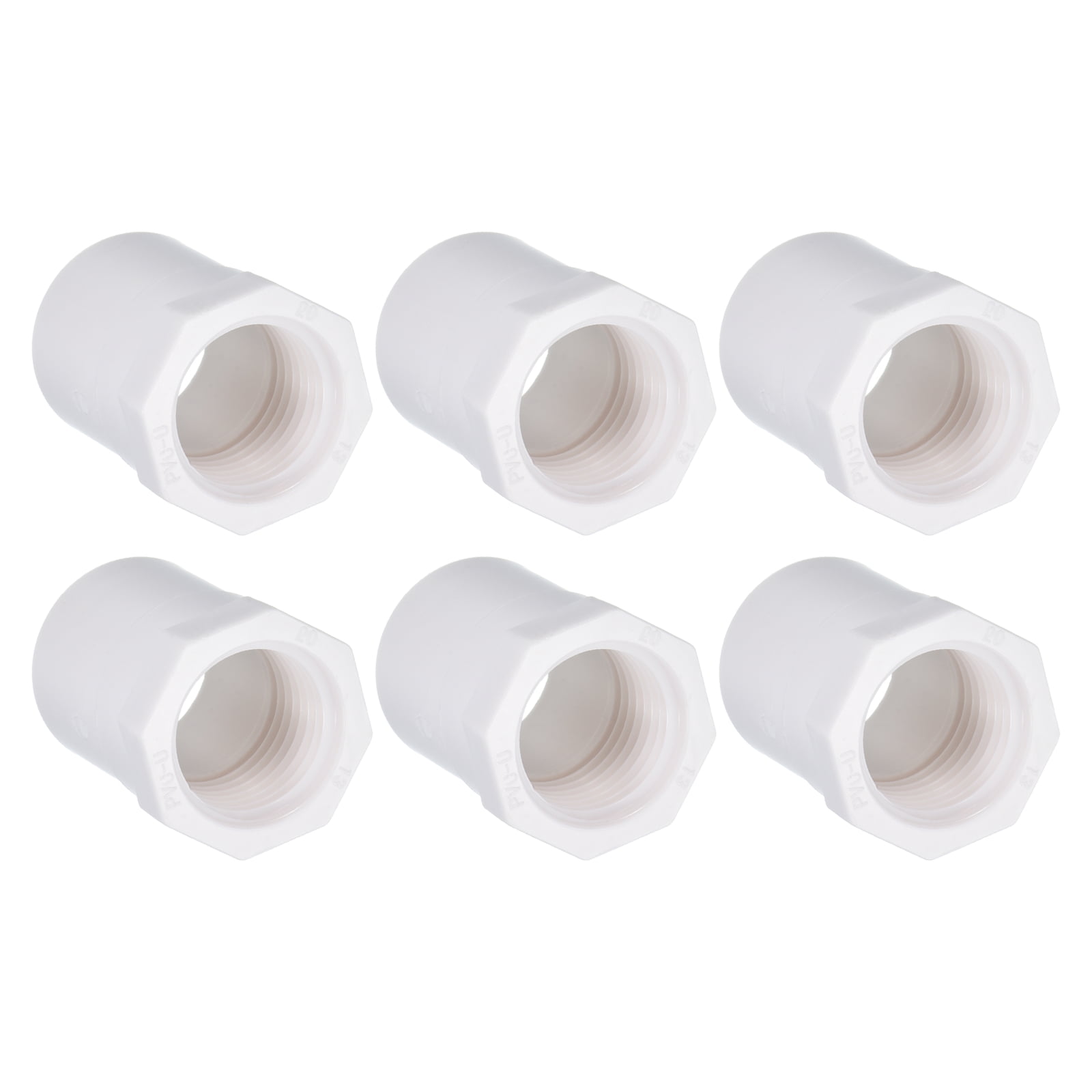 Uxcell G1/2 Female Thread 20mm Socket PVC Straight Pipe Fitting, 6 Pack ...