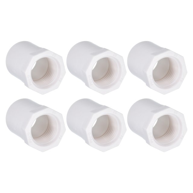 Uxcell G1/2 Female Thread 20mm Socket PVC Straight Pipe Fitting, 6 Pack ...