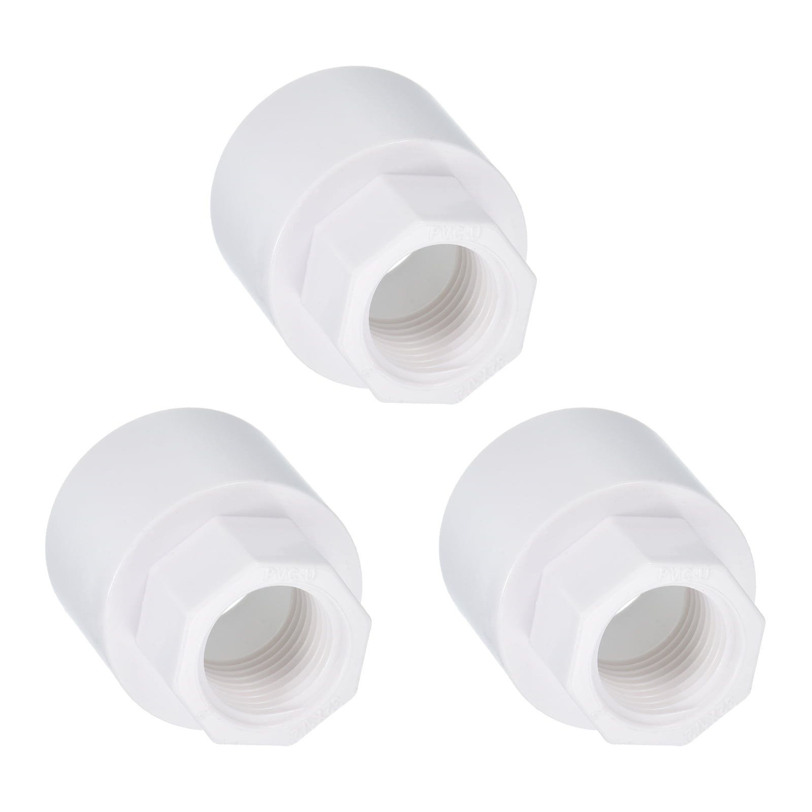 Uxcell G1/2 Female Thread 32mm Socket PVC Straight Pipe Fitting, 3 Pack ...