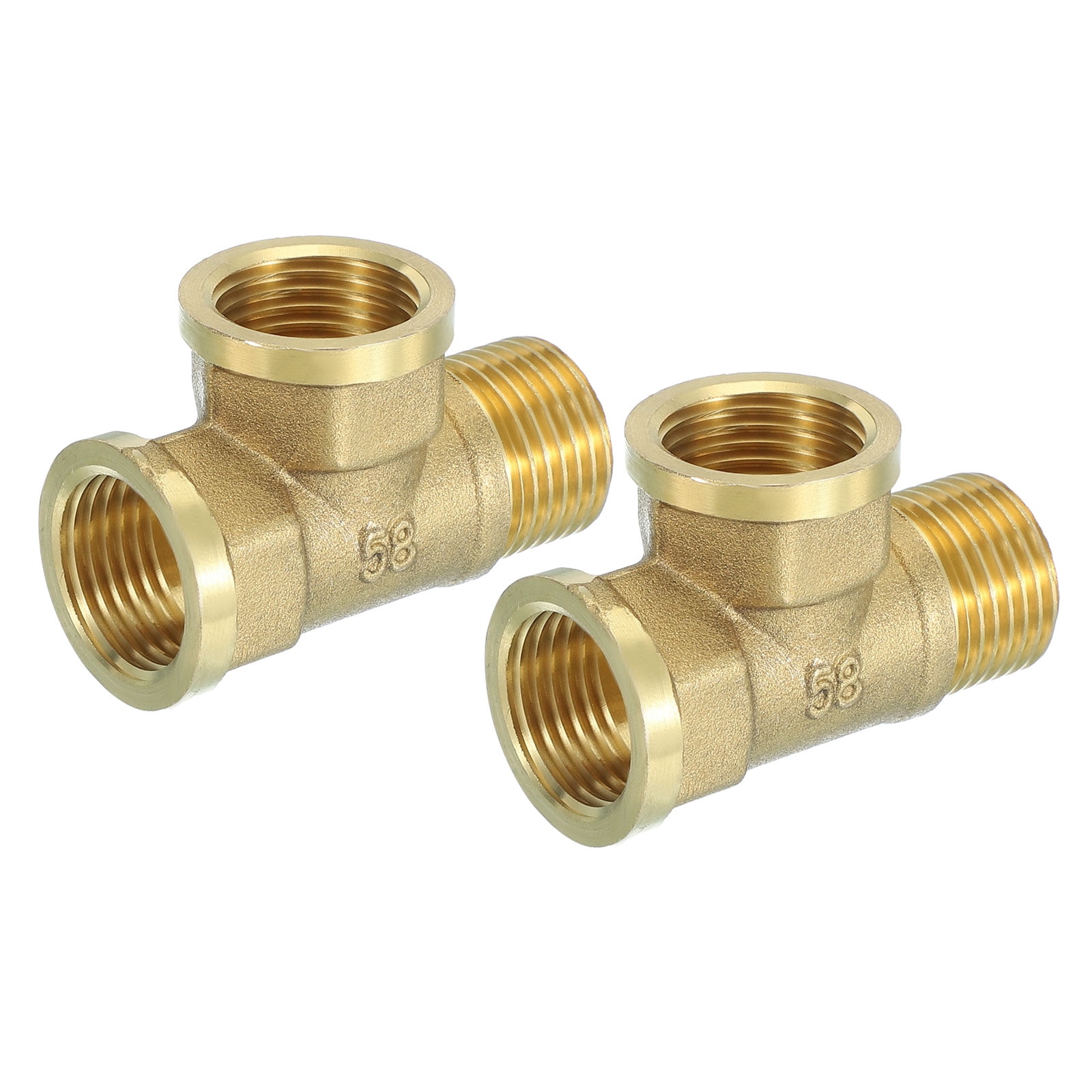 Uxcell G1/2" Female x G1/2" Female x G1/2" Male Thread Brass Tee Pipe ...
