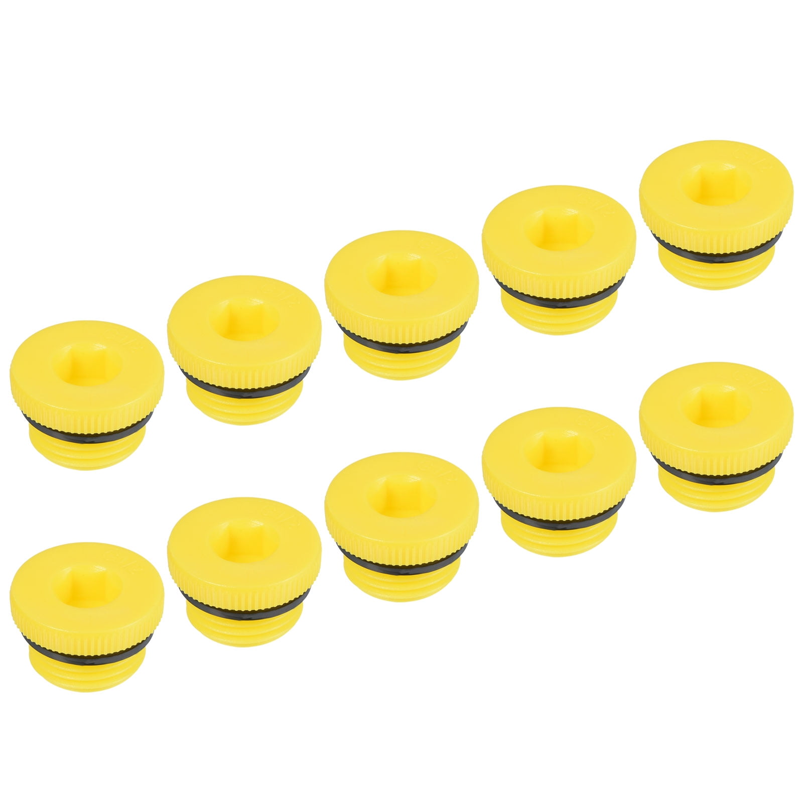 Uxcell G1/2 Hold Plugs Plastic Male Threaded Hex Socket End Cap, Yellow ...