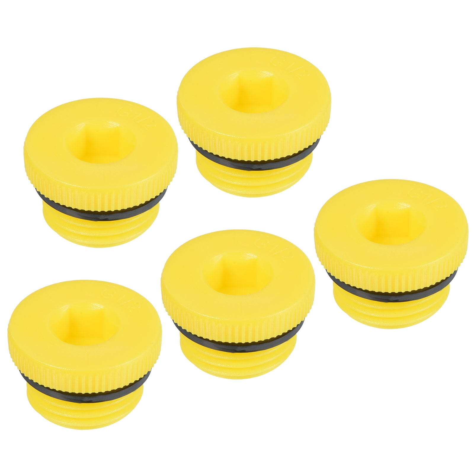 Uxcell G1/2 Hold Plugs Plastic Male Threaded Hex Socket End Cap, Yellow ...