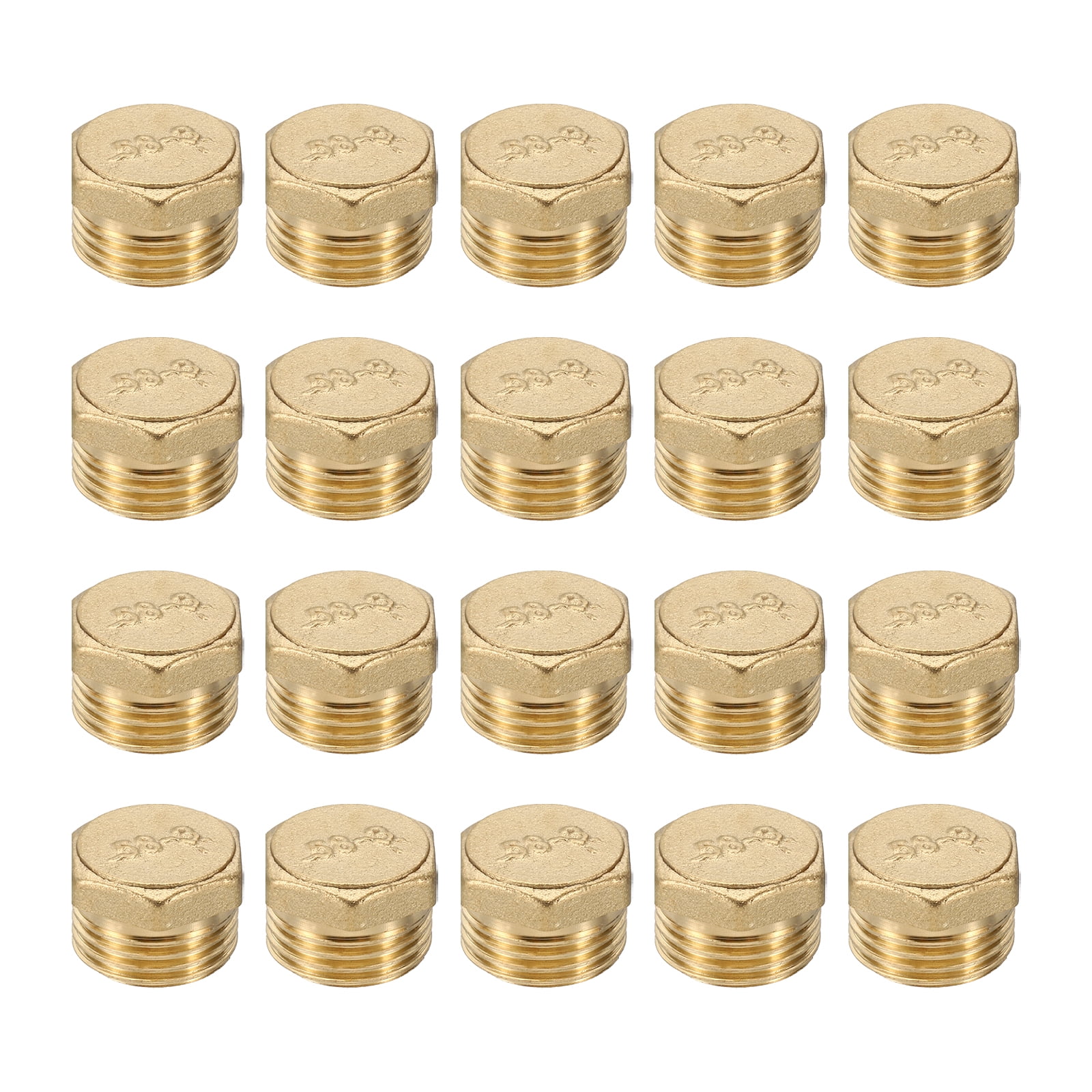 Uxcell G1/2" Male Thread Brass Hex Pipe Plug, 20 Pcs External Hex Cap ...