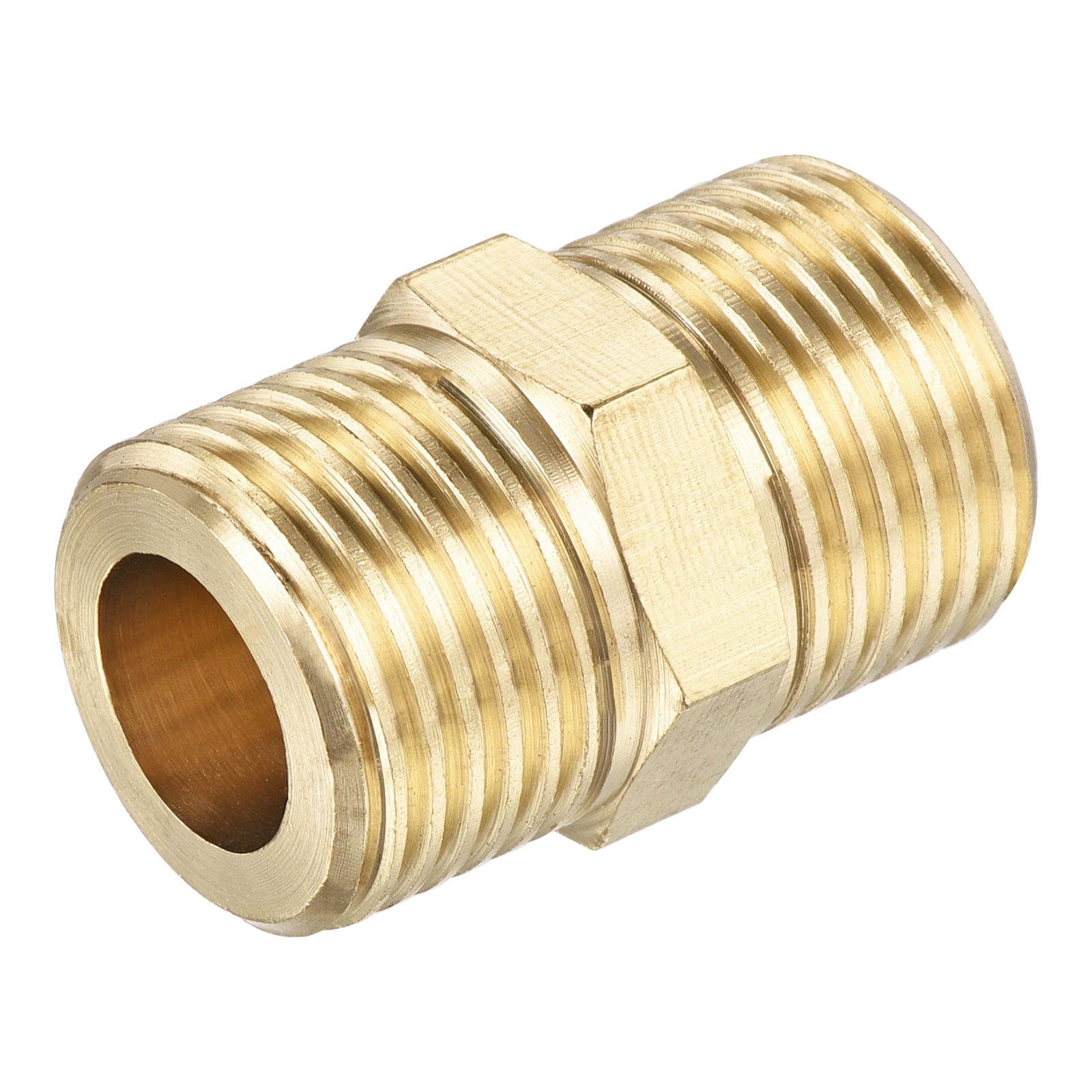 Uxcell G1/2 Male Thread Brass Pipe Fitting 34mm Length Hex Connector ...