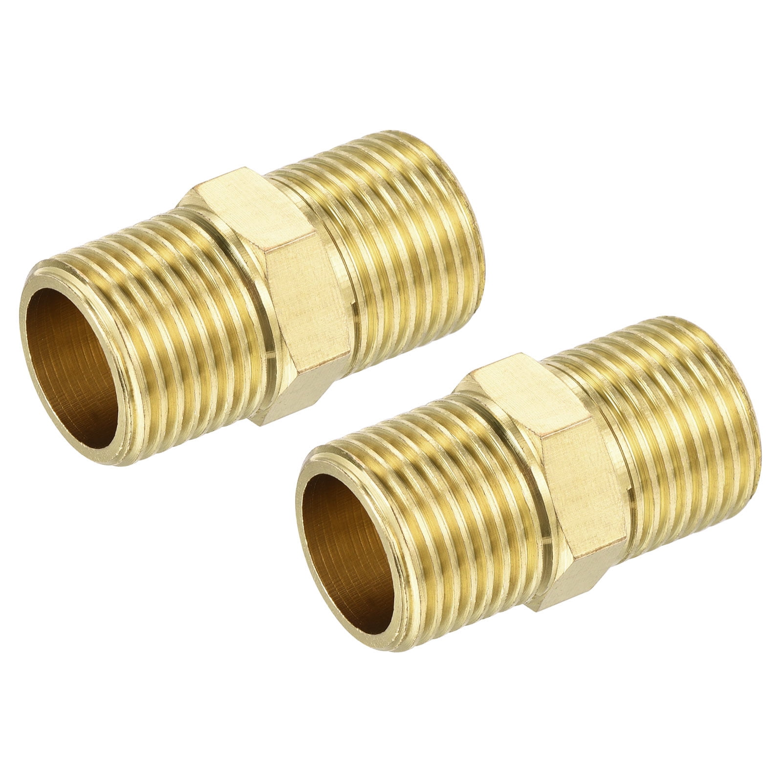 Uxcell G1/2 Male Thread Brass Pipe Fitting 40mm Length Hex Connector ...