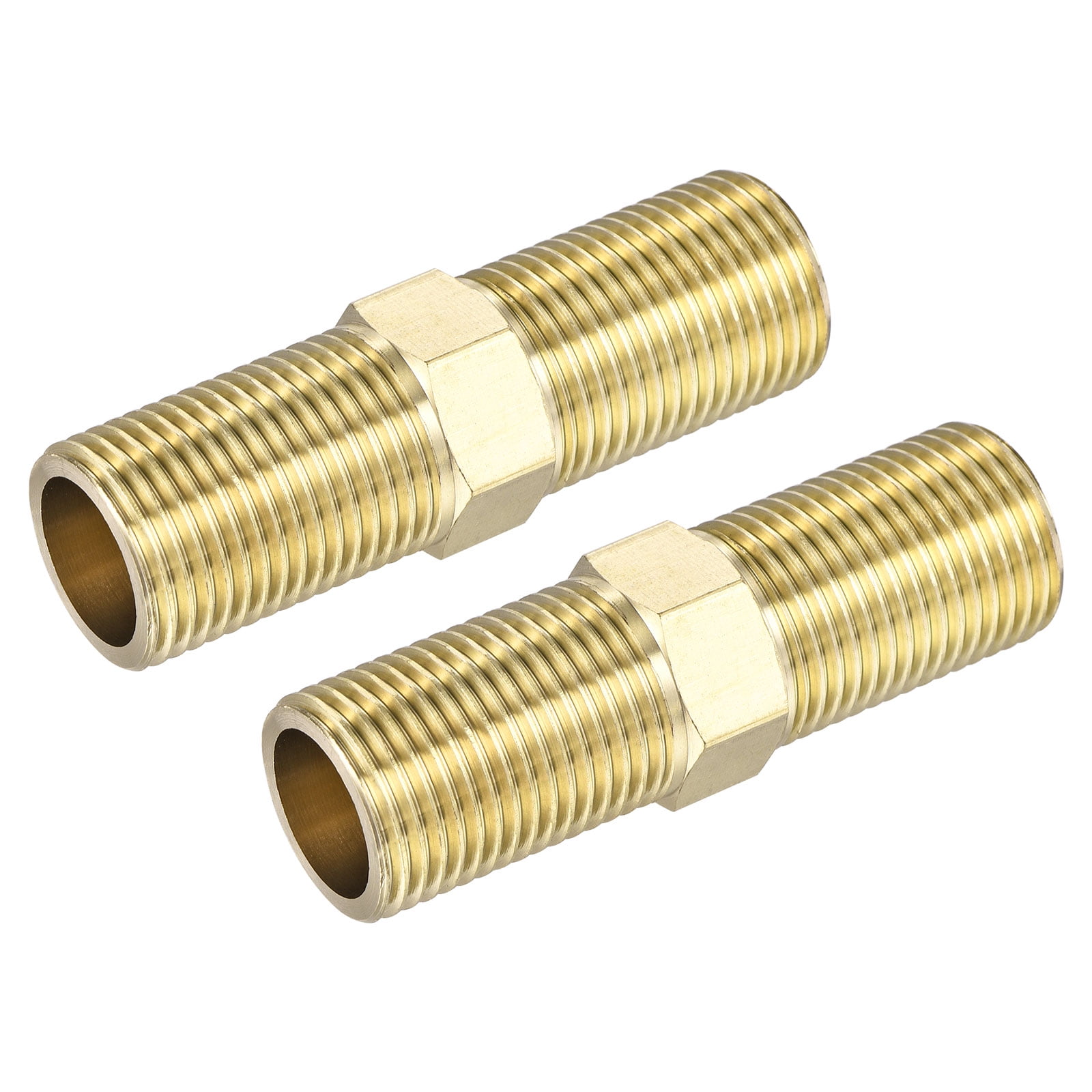 Uxcell G1/2 Male Thread Brass Pipe Fitting 70mm Length Hex Connector ...