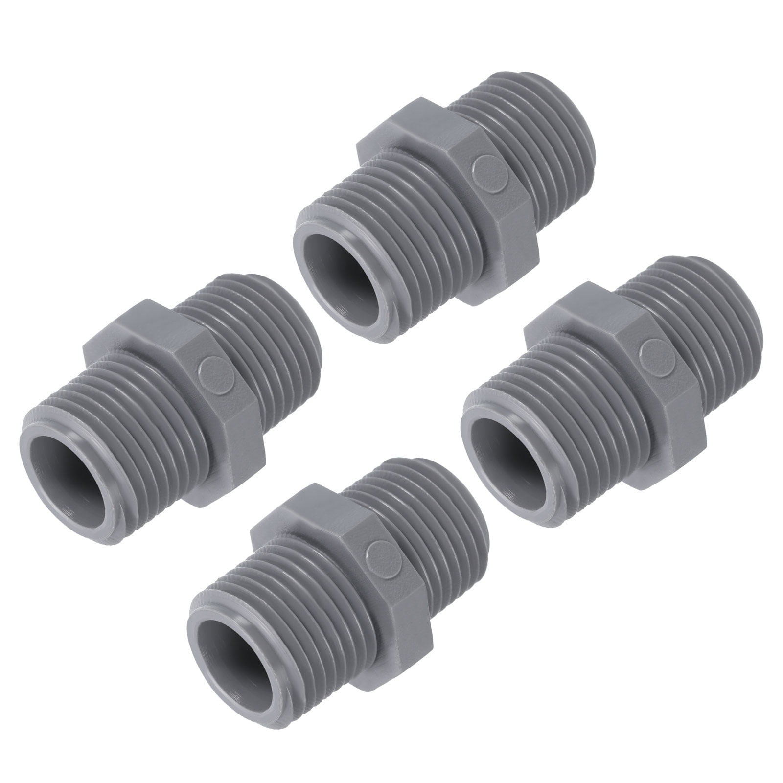 Uxcell G1/2 Male Thread Plastic Hex Pipe Fitting Connector Gray 20 ...