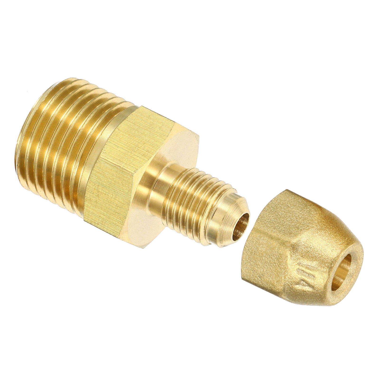 Uxcell G1/2 Male x 1/4" Male Brass Flare Tube Fitting Pipe Hose Fitting ...