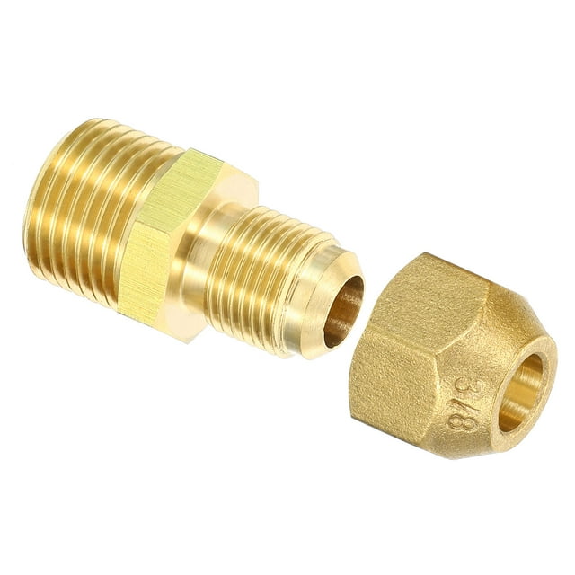 Uxcell G1/2 Male x 3/8" Male Brass Flare Tube Fitting Pipe Hose Fitting Adapter Connector ...