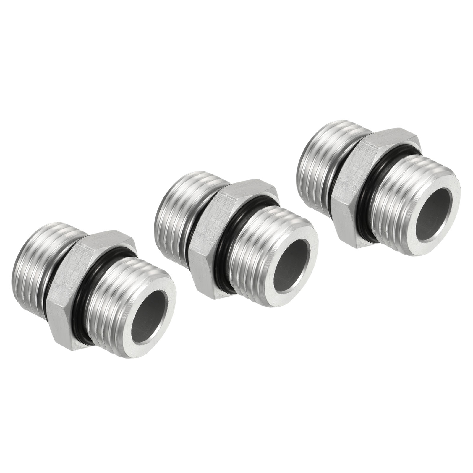 Uxcell G1/2 x G1/2 Male Thread Pipe Adapter Fittings Hex Nipple Pipe Fitting Silver Tone 3 Pack ...