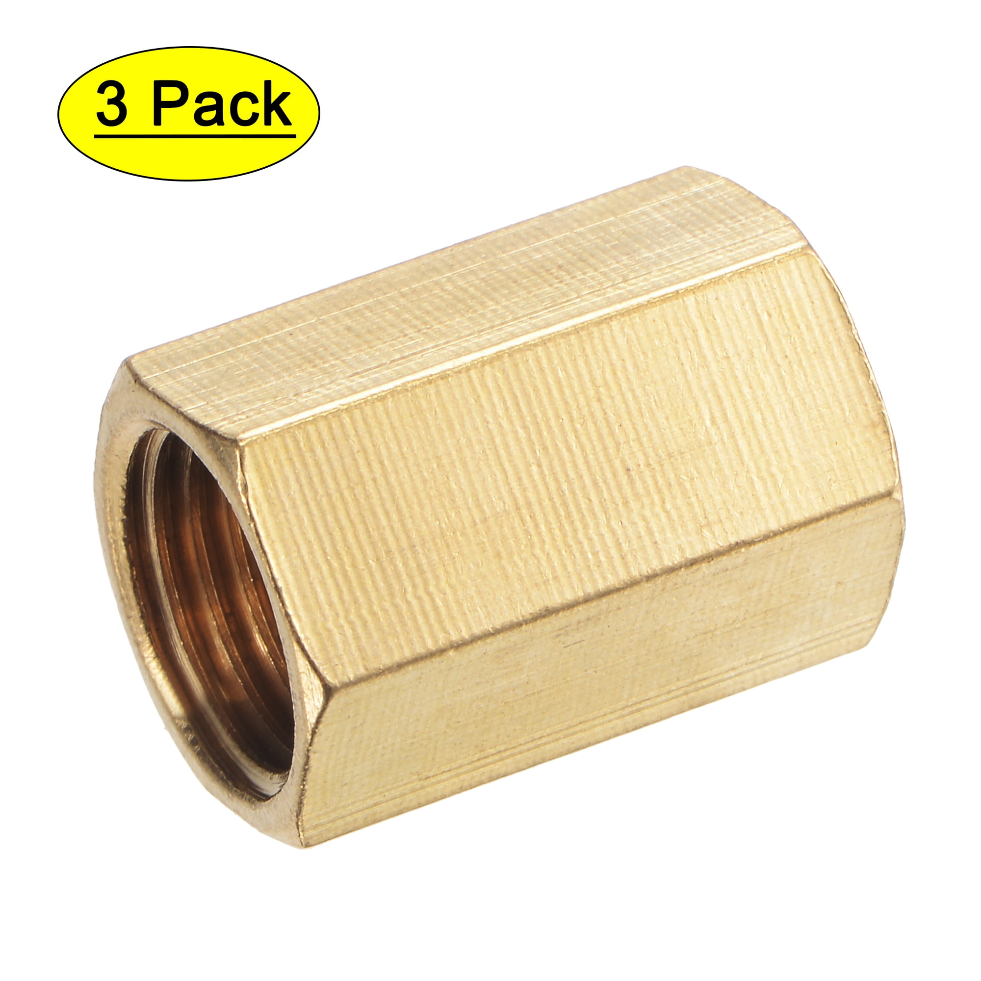 Uxcell G1/4 Female Thread Hex Brass Pipe Fitting Coupling Connector ...