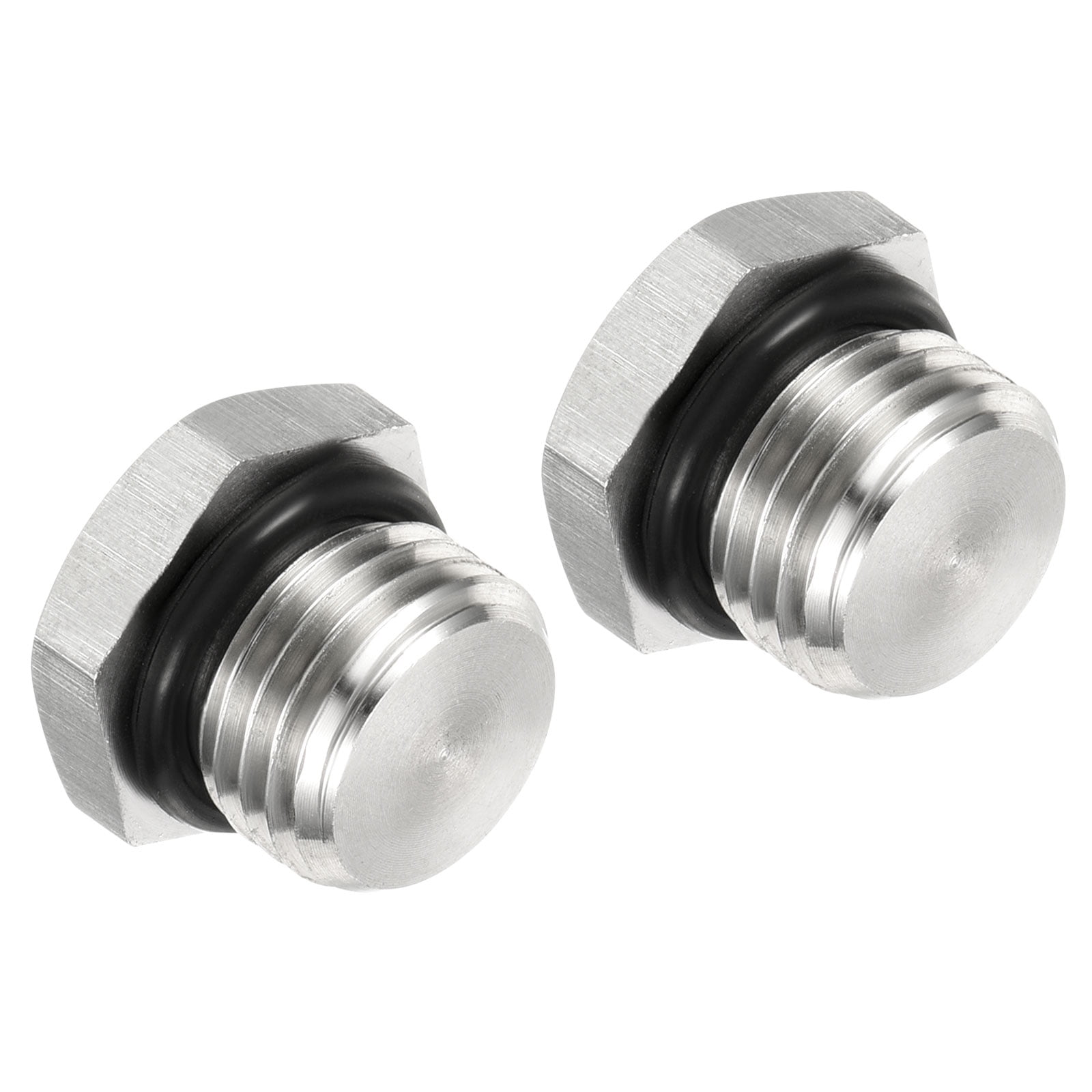 Uxcell G1/4 Male Plug Stainless Steel Thread Hex Head Socket Pipe Fitting with Sealing Rubber ...