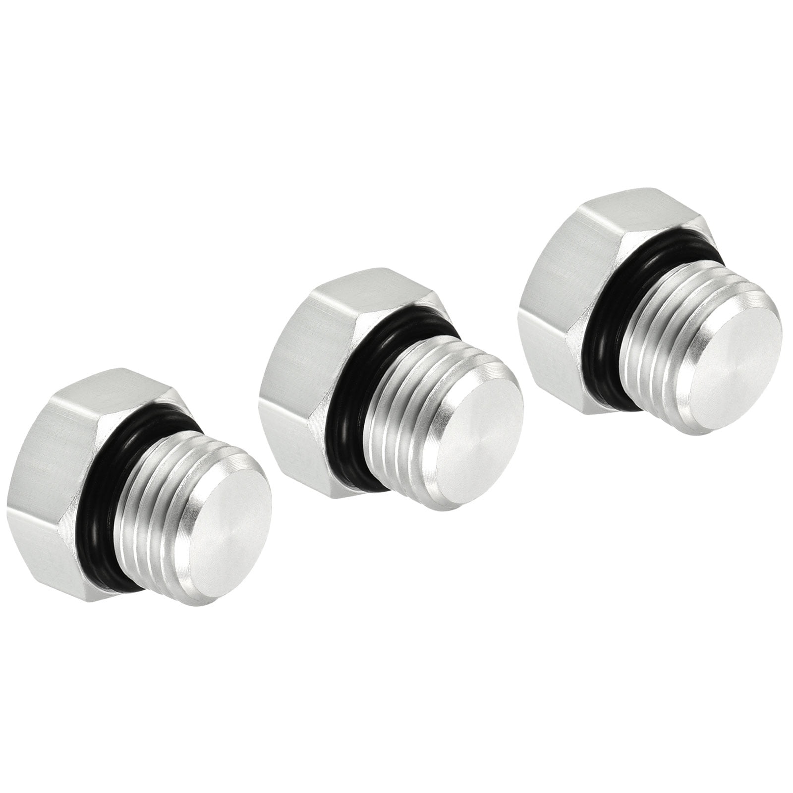 Uxcell G1/4 Male Thread Aluminum Hex Head Pipe Plug Cap Fitting Connector, Silver, 3 Pack ...