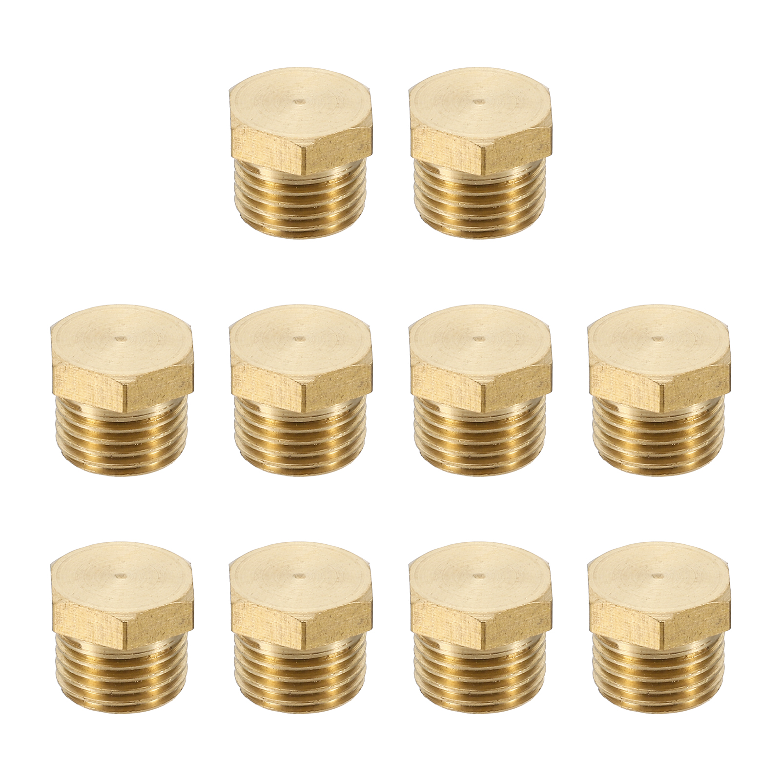 Uxcell G1/4" Male Thread Brass Hex Pipe Plug, 10 Pcs External Hex Cap ...