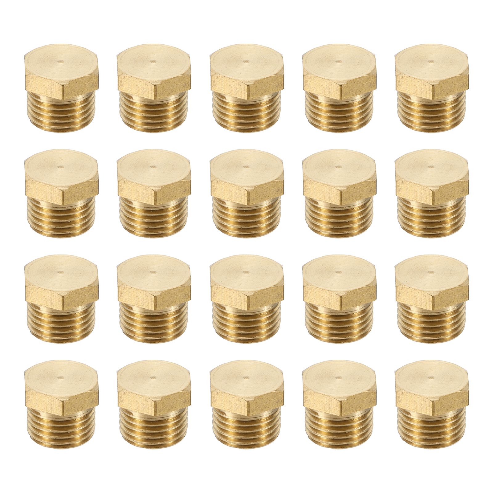 Uxcell G1/4" Male Thread Brass Hex Pipe Plug, 20 Pcs External Hex Cap ...