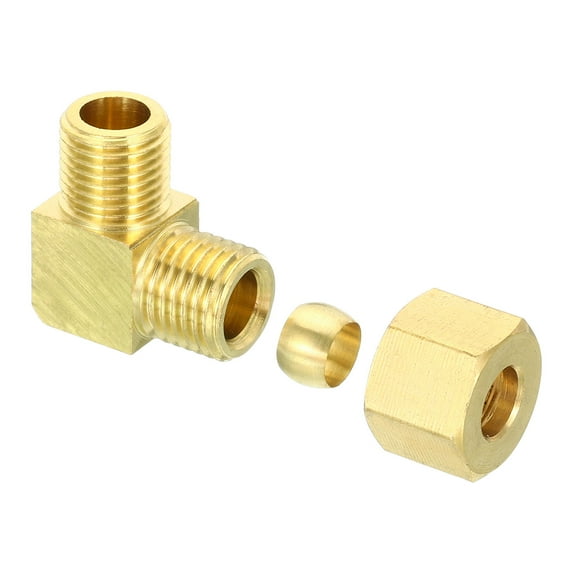 Uxcell G1/4 Male x 8mm Tube OD Brass Compression Tube Fitting 90 Degree Elbow Pipe Tube Fitting ...