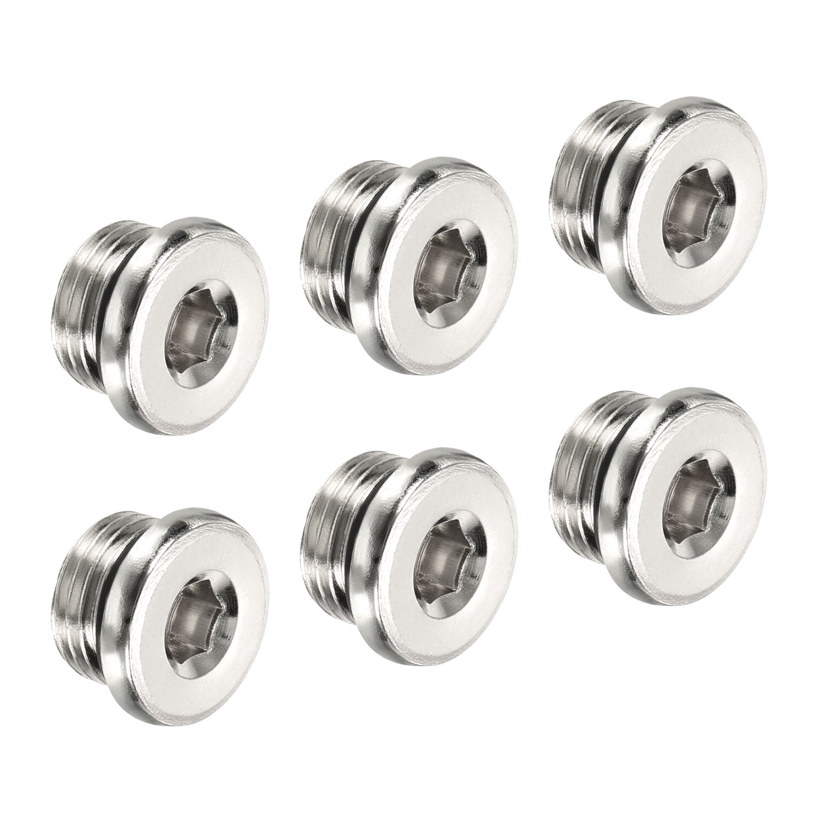Uxcell G1/8 Internal Hex Head Pipe Fitting Plug, 6 Pack Male Thread 45 ...