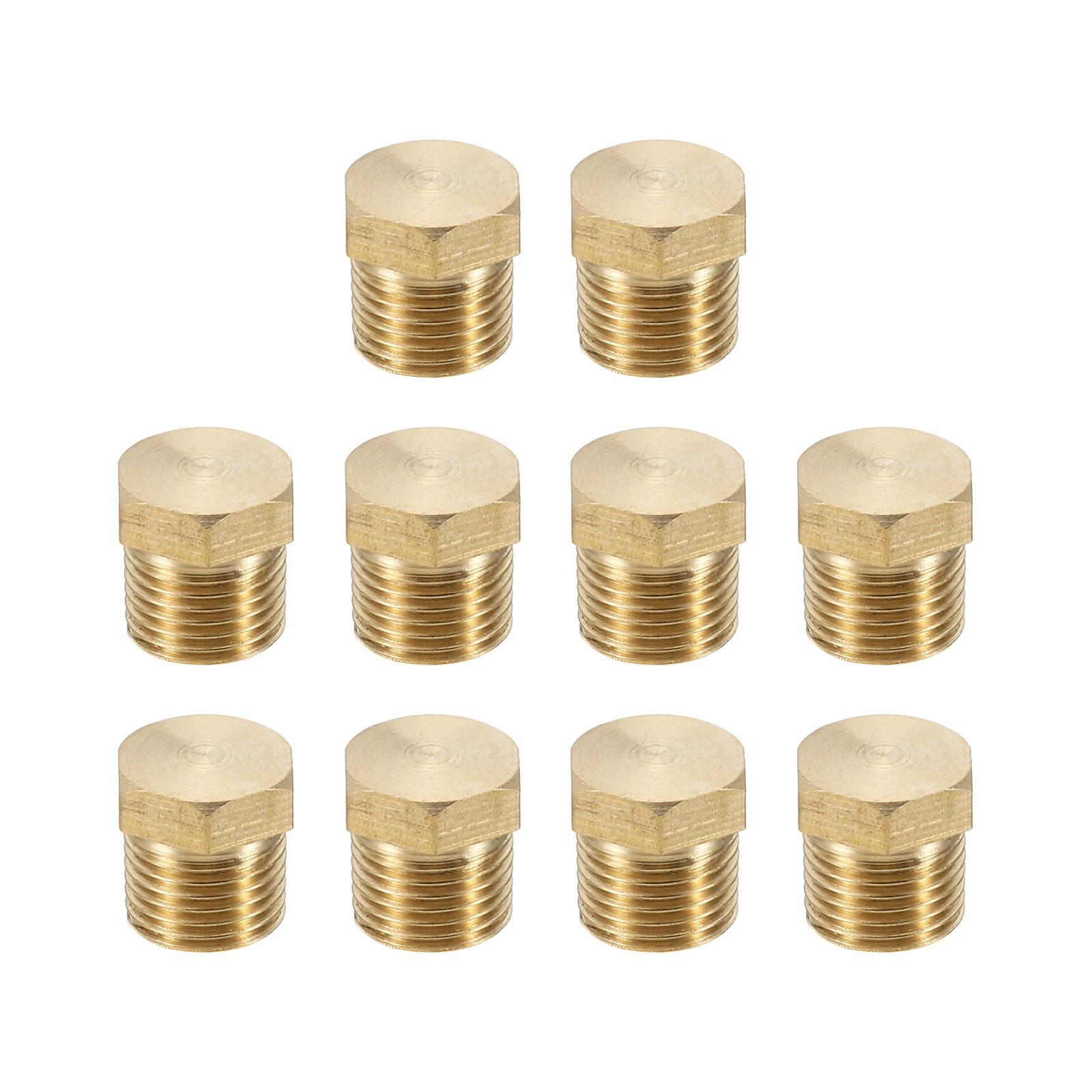 Uxcell G1/8" Male Thread Brass Hex Pipe Plug, 10 Pcs External Hex Cap ...