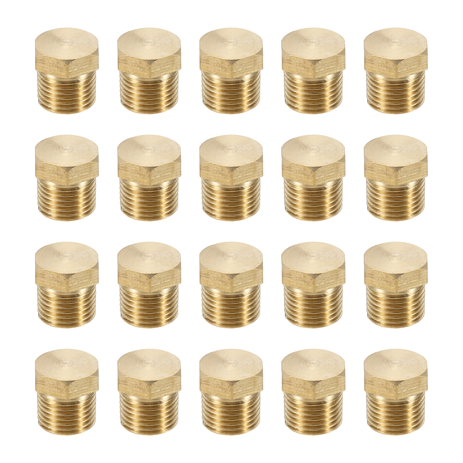 Uxcell G1/8" Male Thread Brass Hex Pipe Plug, 20 Pcs External Hex Cap ...