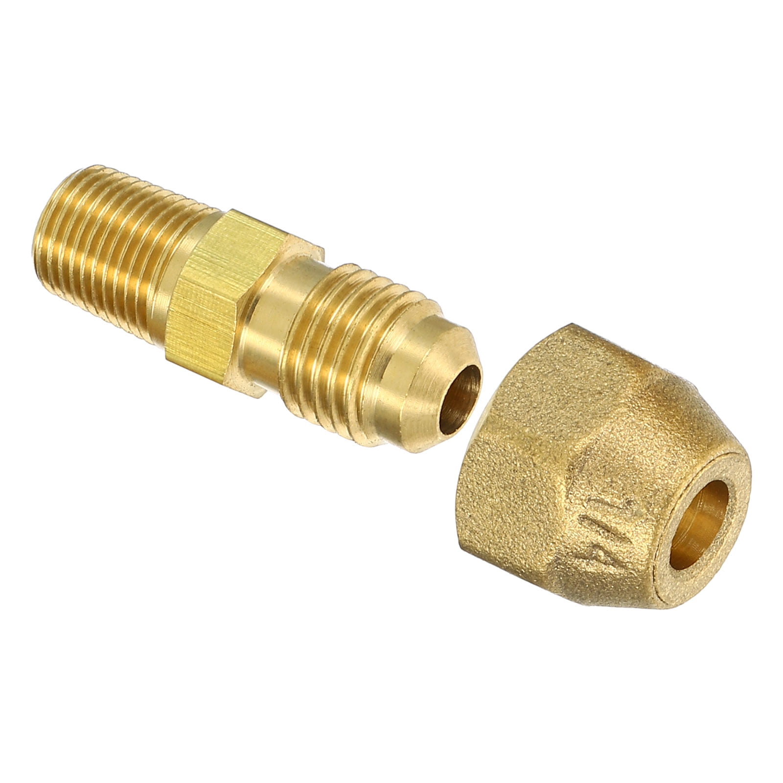 Uxcell G1/8 Male x 1/4" Male Brass Flare Tube Fitting Pipe Hose Fitting Adapter Connector ...