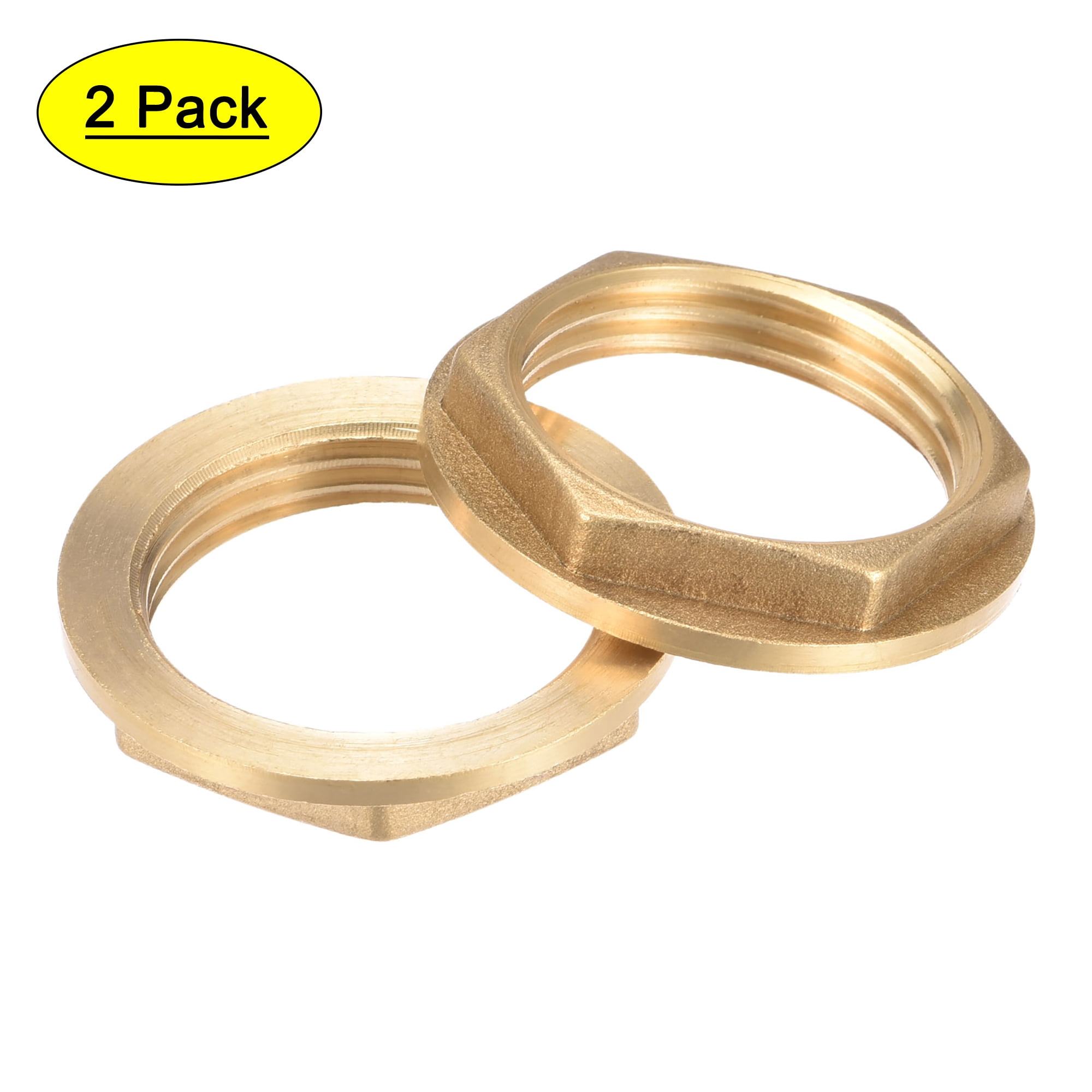 Uxcell G1 Lock Nut with Flange, Hex Brass Female Locknut for Plumbing 2 ...