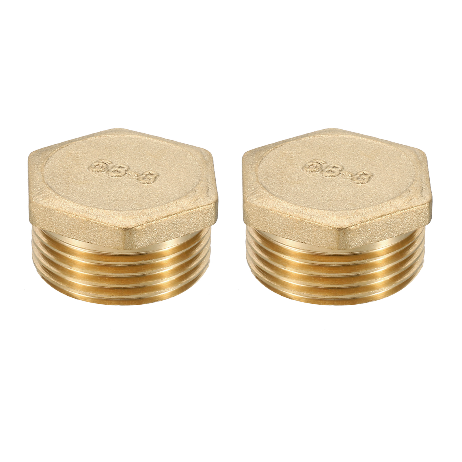 Uxcell G1" Male Thread Brass Hex Pipe Plug, 2 Pcs External Hex Cap Pipe ...