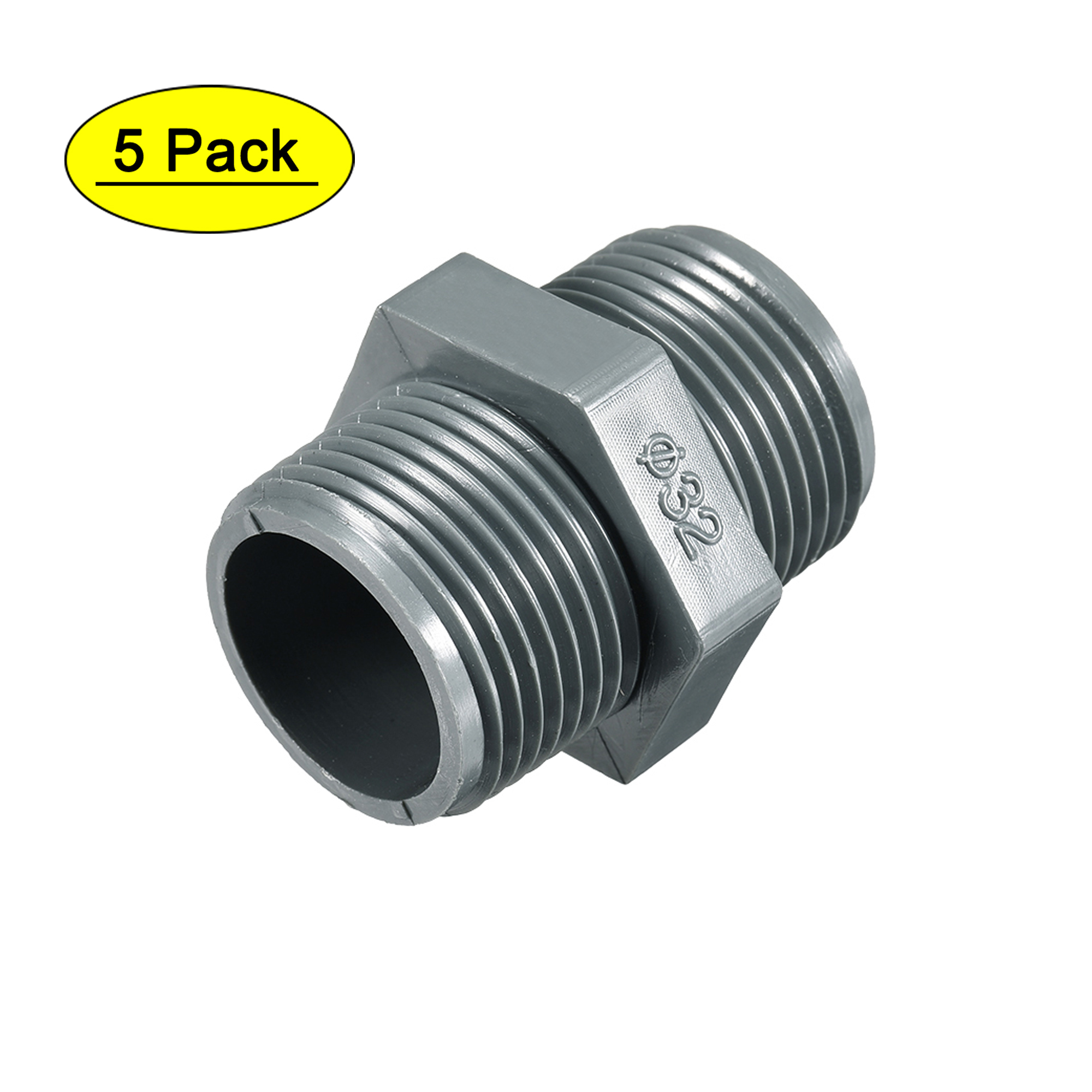 Uxcell G1 Male Thread Plastic Hex Pipe Fitting Connector Gray 5 Count ...