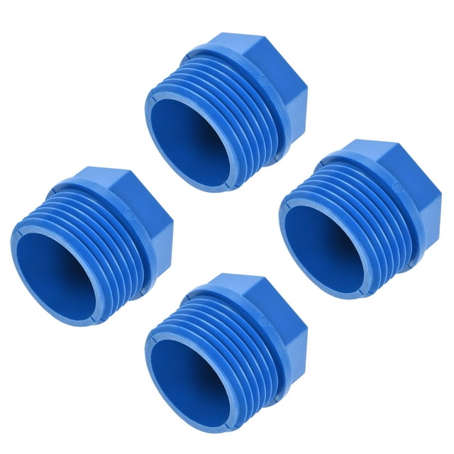 Uxcell G1 Male Threaded PVC Hex Head End Cap Pipe Plug Fitting Blue 4 ...