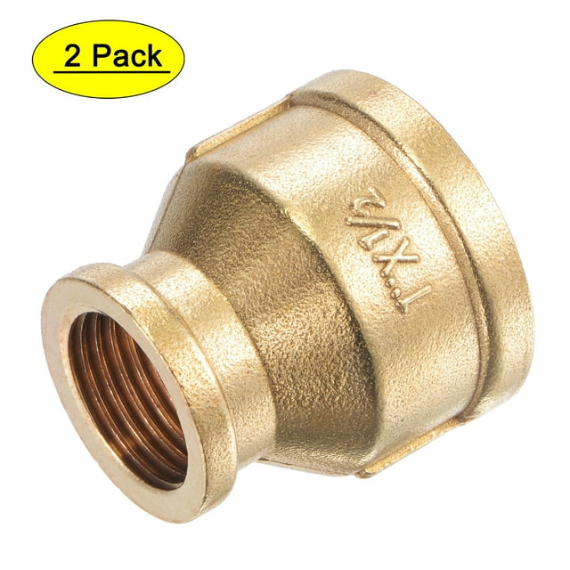 Uxcell G1 x G1/2 Female Thread Brass Reducer Pipe Fitting Coupling Connector 2 Count - Walmart.com