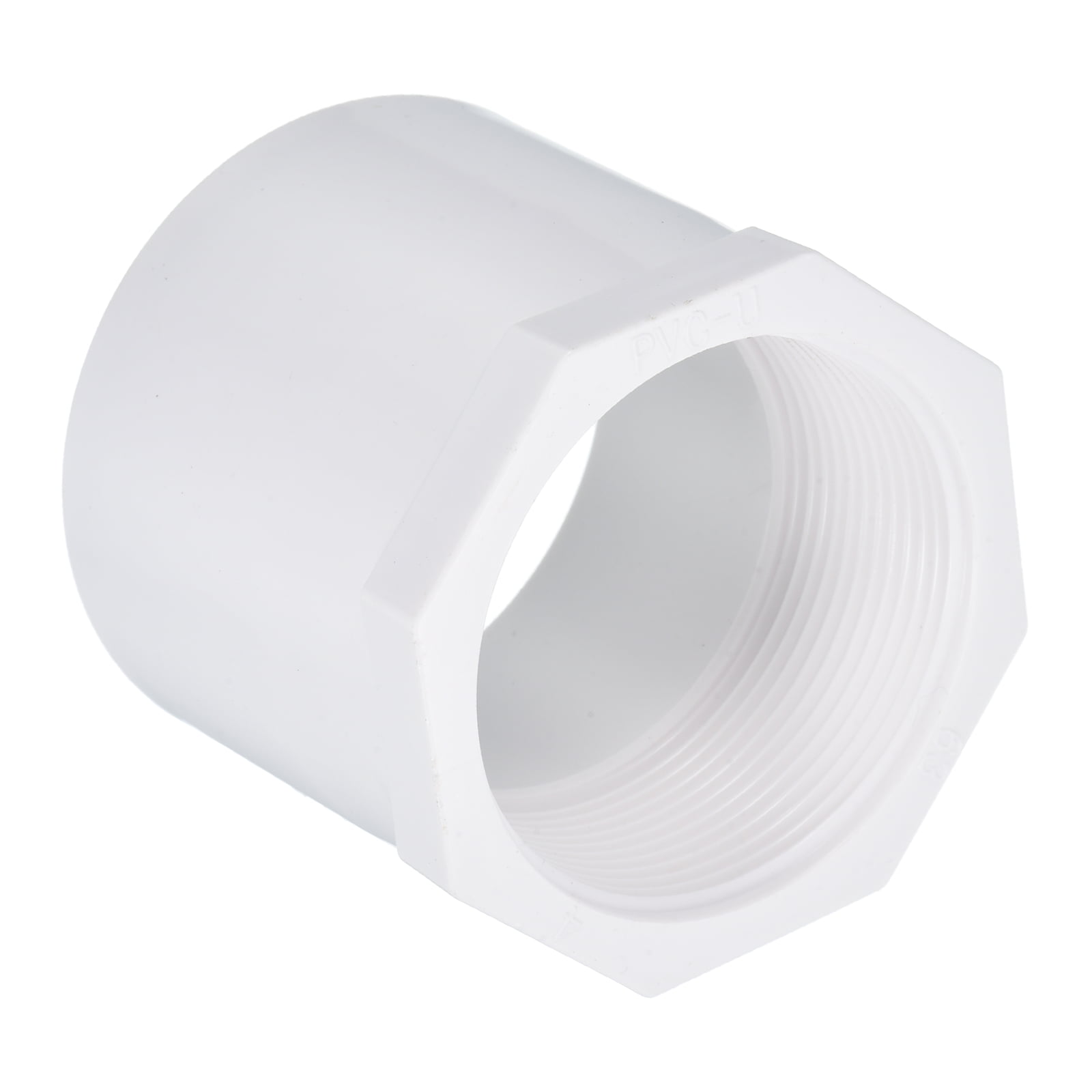 Uxcell G2 Female Thread 63mm Socket PVC Straight Pipe Fitting, White ...