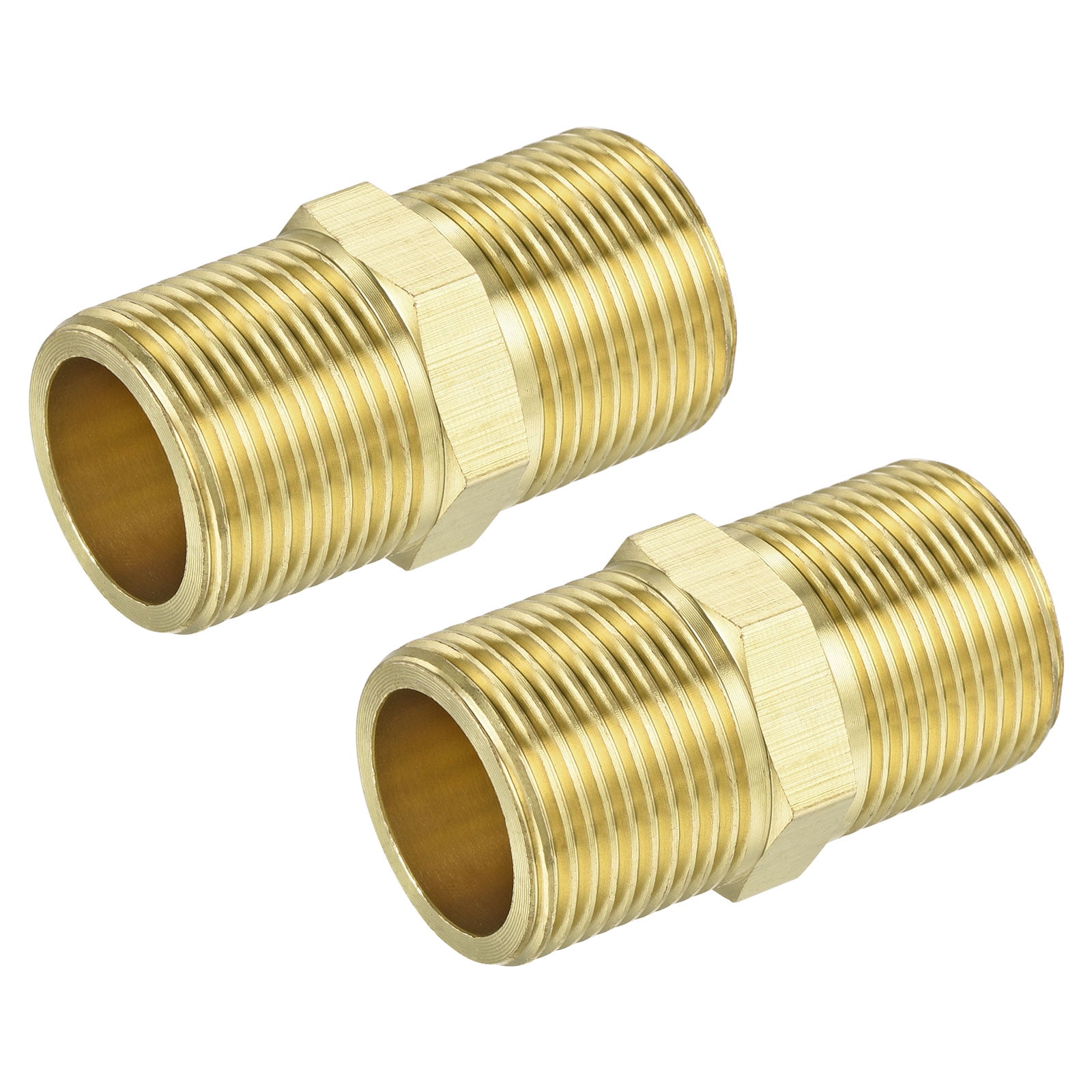 Uxcell G3/4 Male Thread Brass Pipe Fitting 50mm Length Hex Connector ...