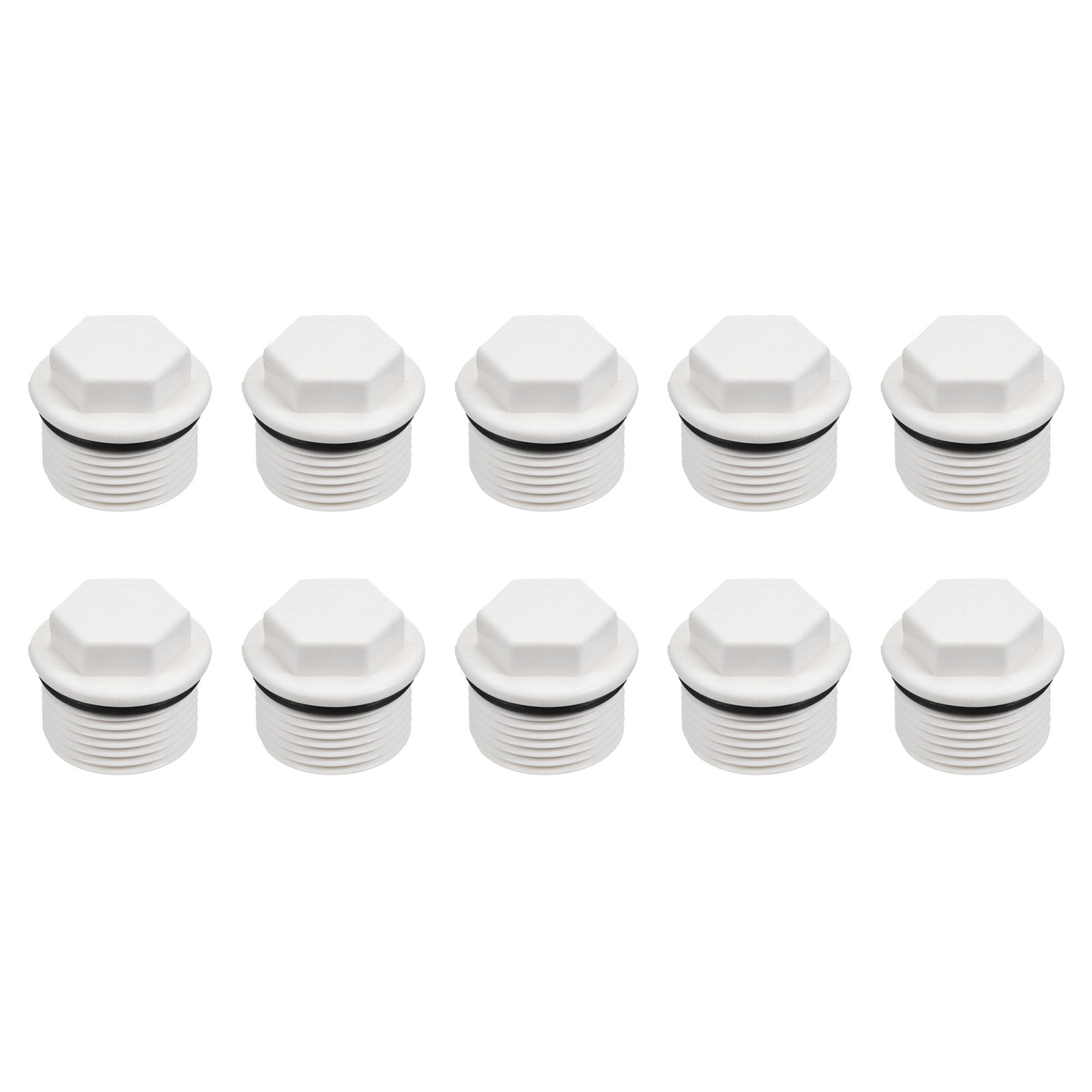 Uxcell G3/4 Male Thread Hex Head Pipe Plug PVC Nut Cap Socket White, 10 ...