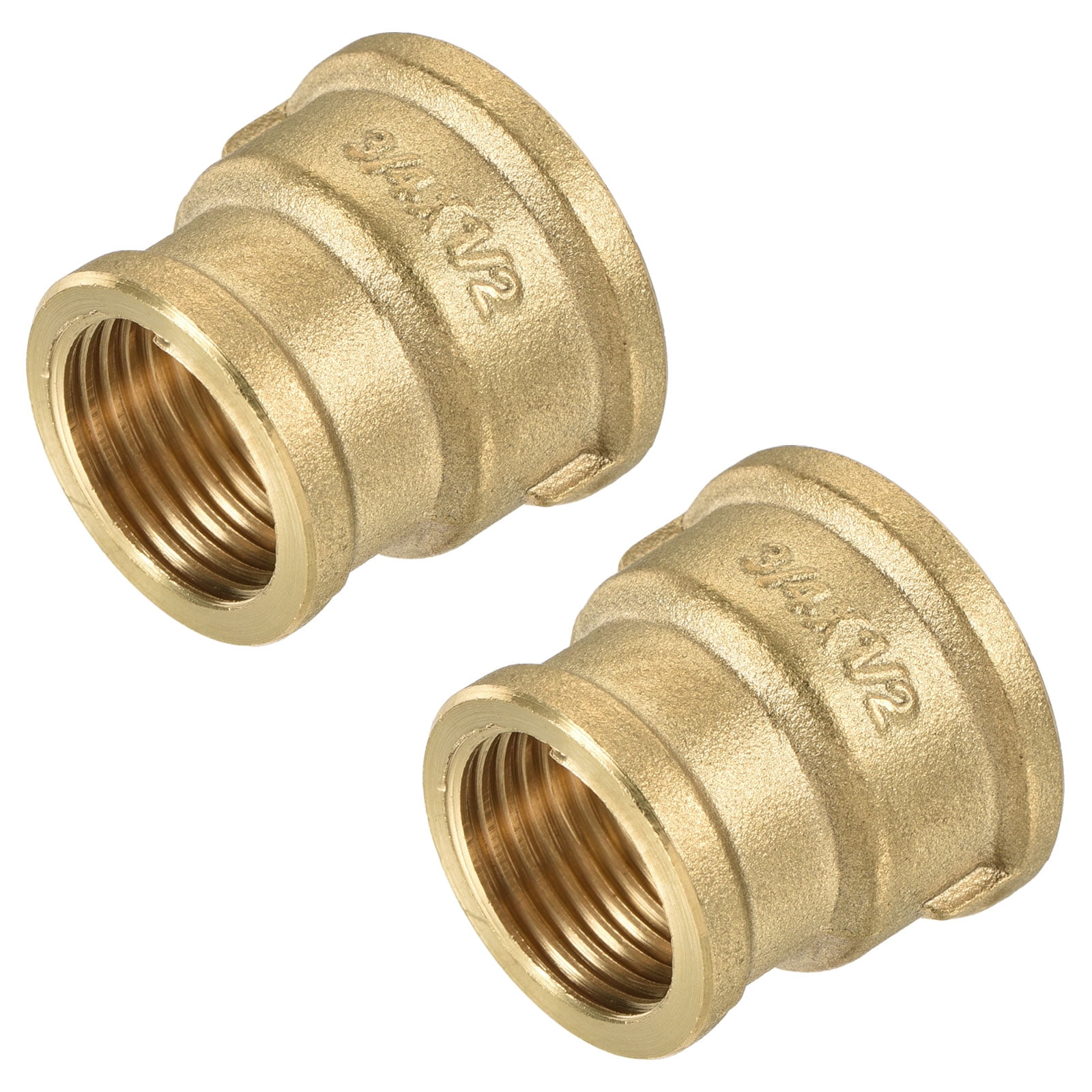 Uxcell G3/4 x G1/2 Female Thread Brass Reducer Pipe Fitting Connector 2 Pack - Walmart.com