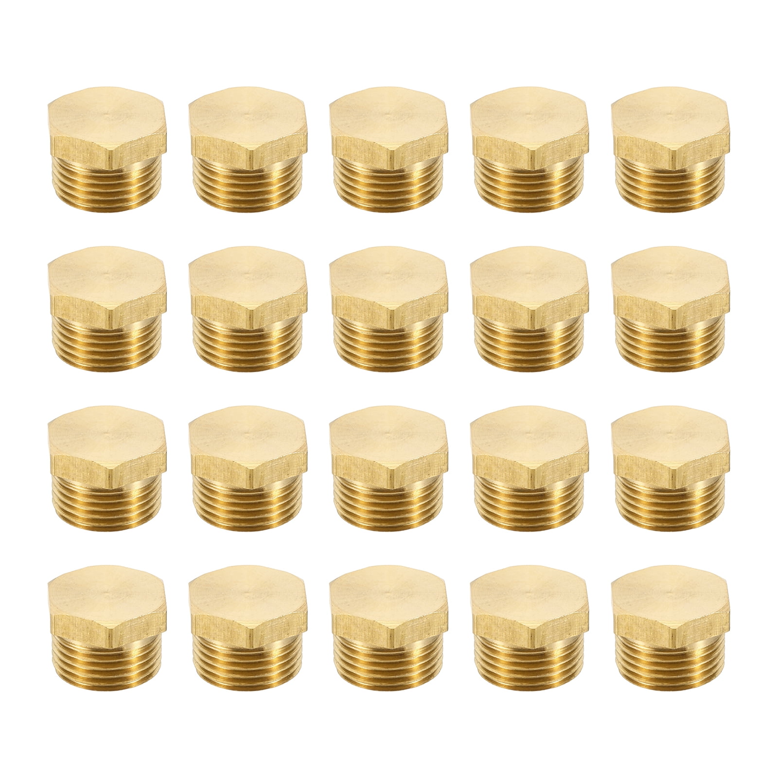 Uxcell G3/8" Male Thread Brass Hex Pipe Plug, 20 Pcs External Hex Cap ...