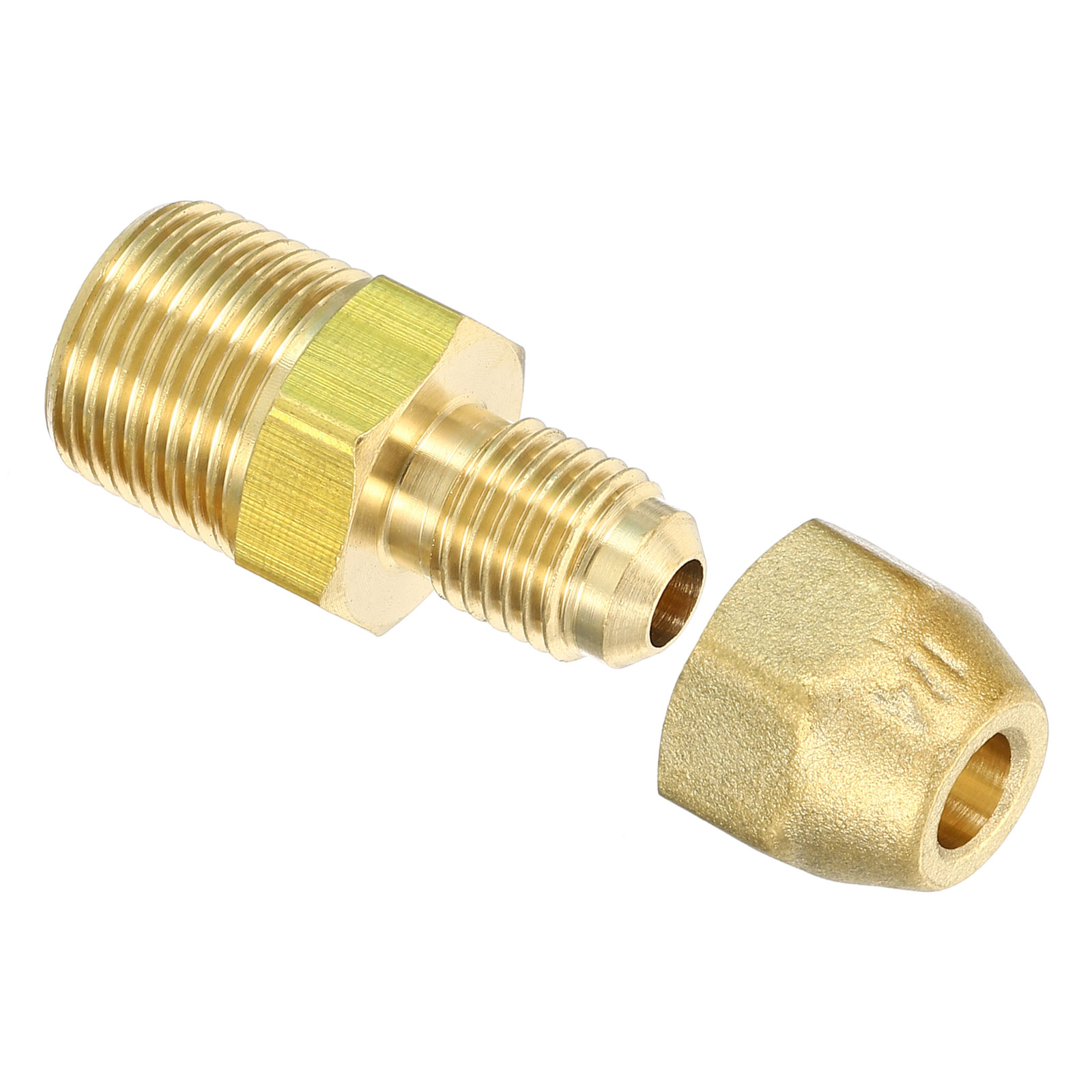 Uxcell G3/8 Male x 1/4" Male Brass Flare Tube Fitting Pipe Hose Fitting ...