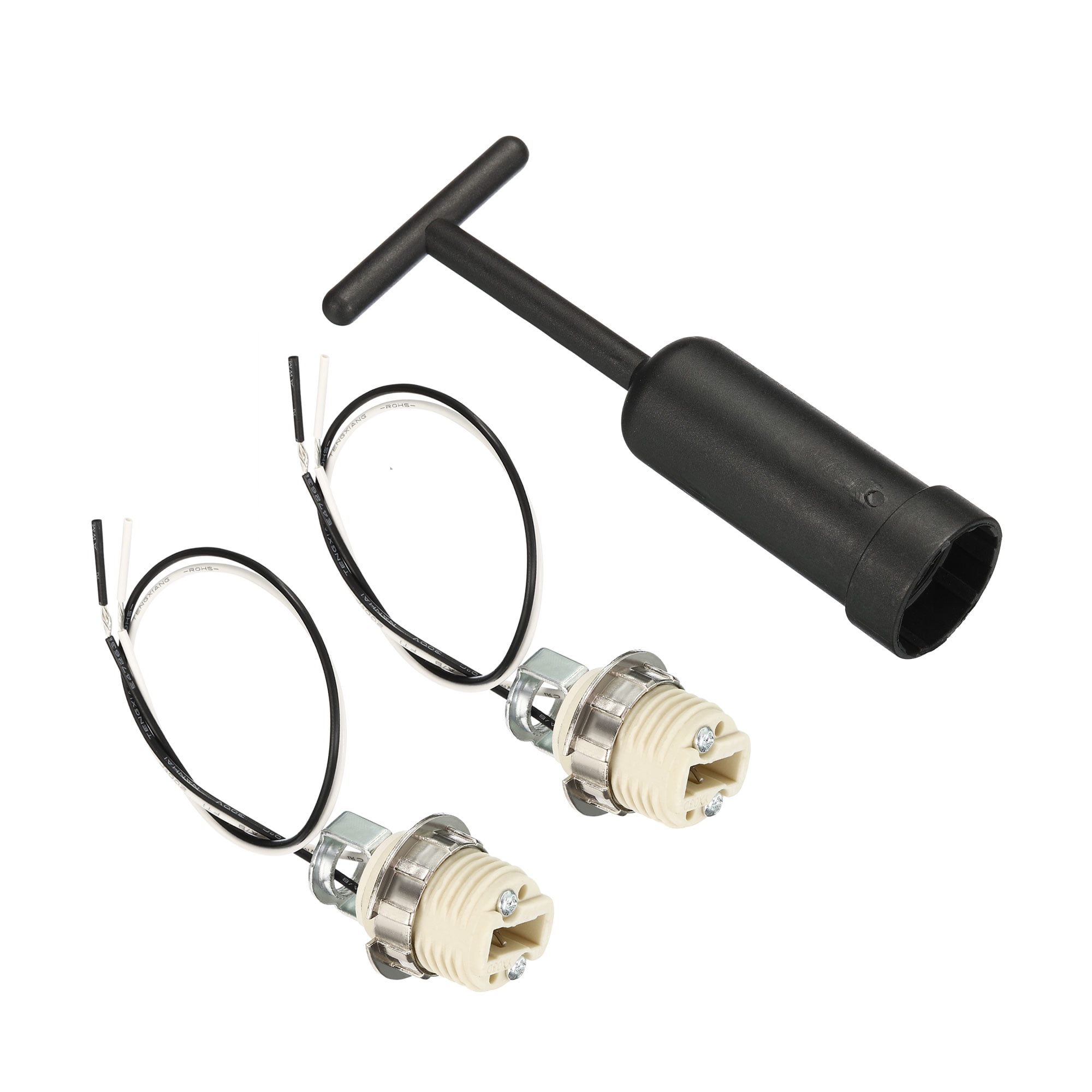 Uxcell G9 Light Base Socket Kit, 2 Set 10 Inch Long Wire Lead Ceramic ...