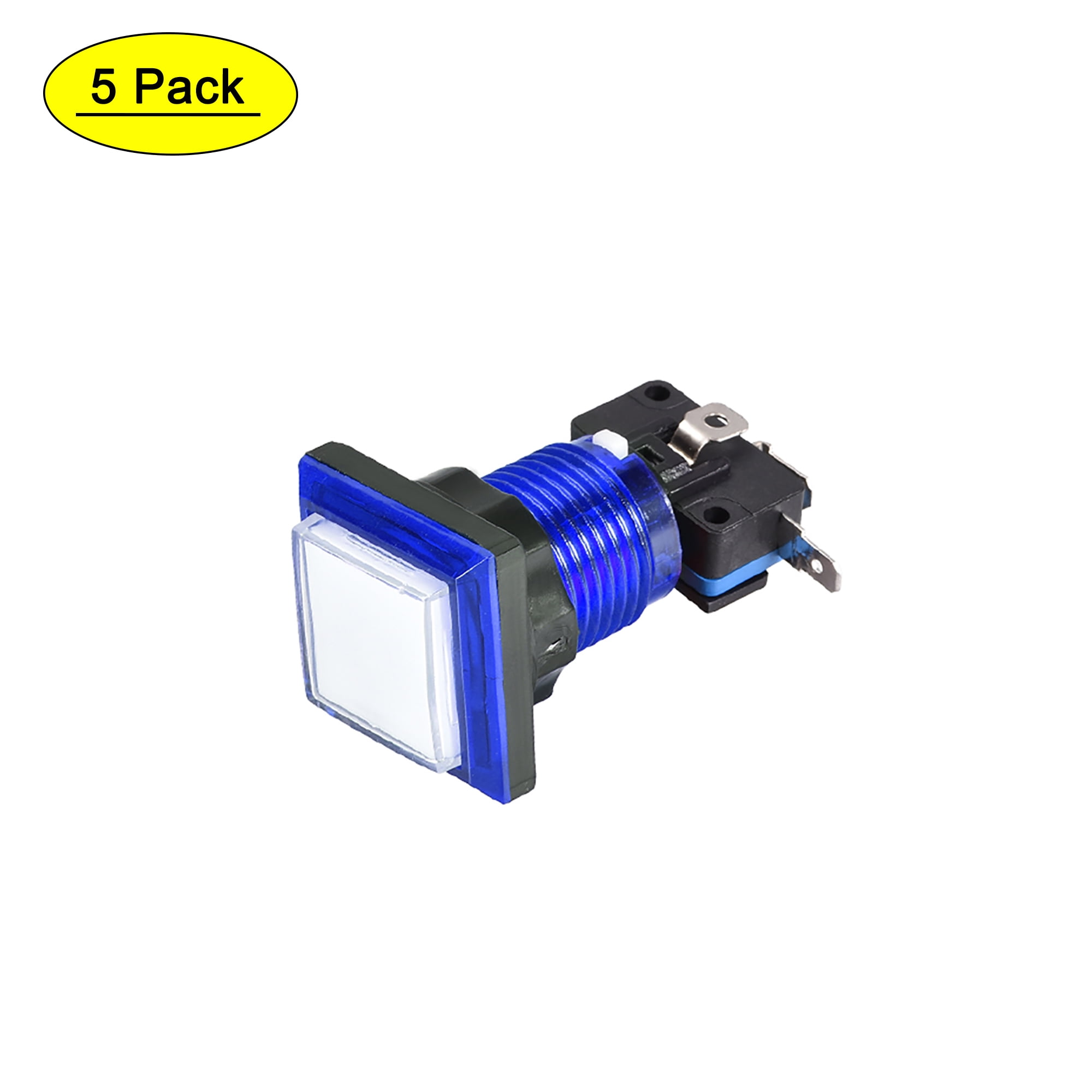 Uxcell Game Push Button Square 12V LED Illuminated Push Button Switch w Micro switch for Arcade ...