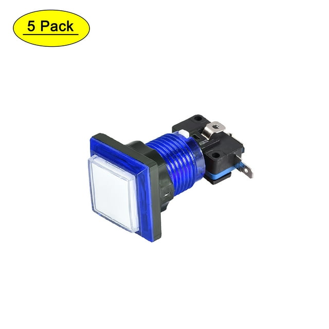 Uxcell Game Push Button Square 12V LED Illuminated Push Button Switch w Micro switch for Arcade ...