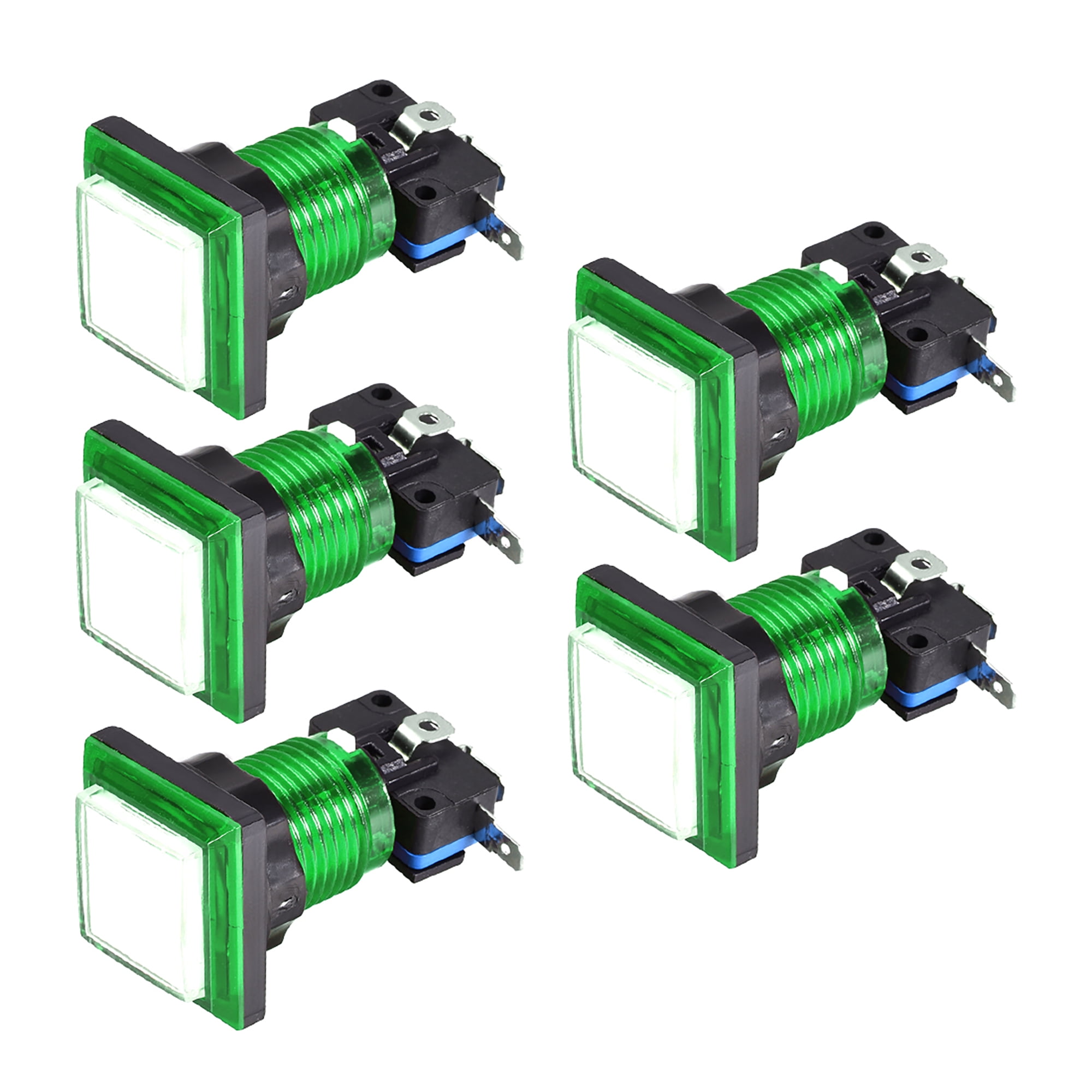 Uxcell Game Push Button Square 12V LED Illuminated Push Button Switch w Micro switch for Arcade ...