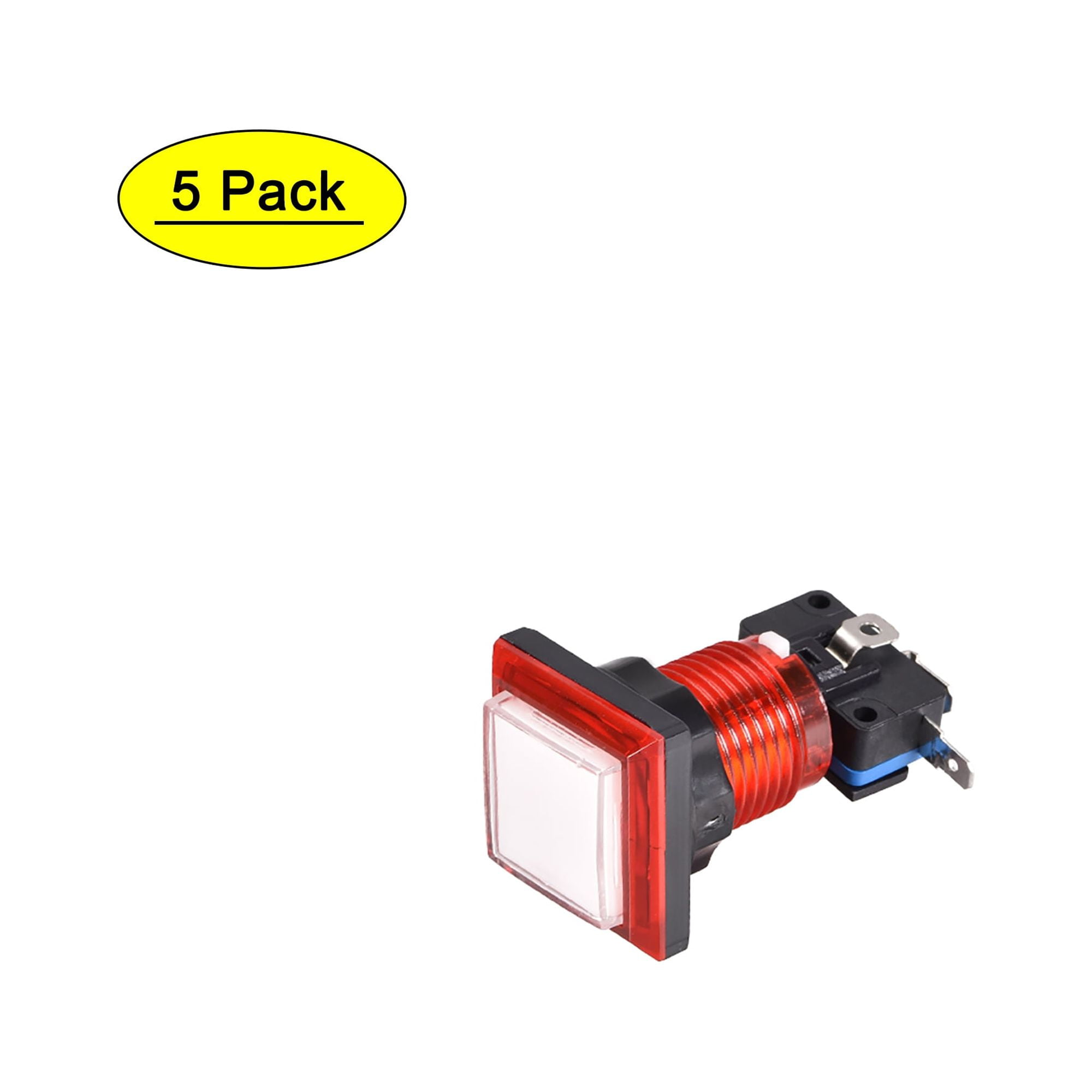 Uxcell Game Push Button Square 12V LED Illuminated Push Button Switch w Micro switch for Arcade ...