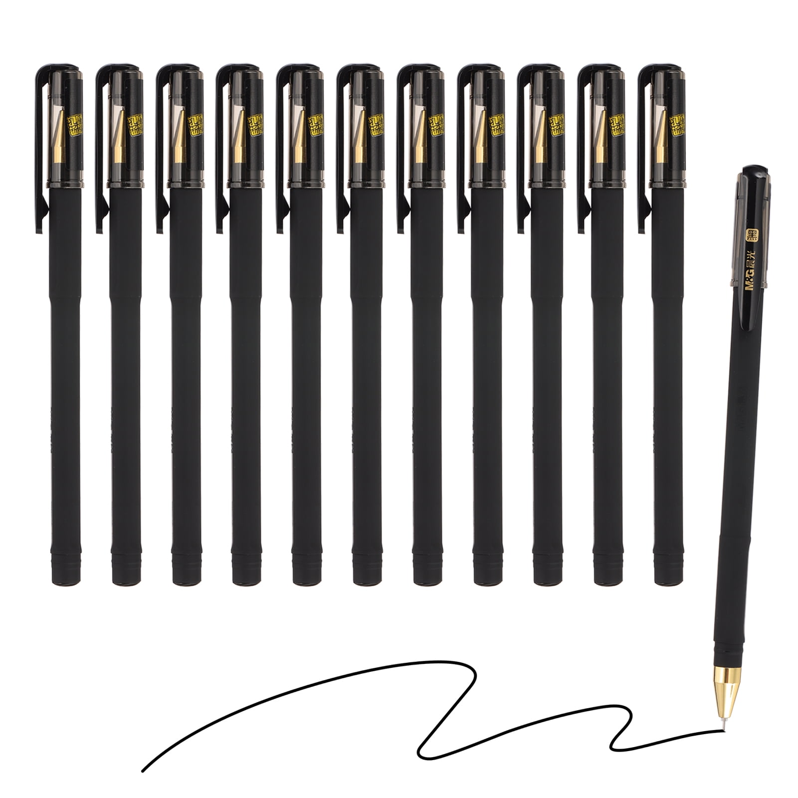 Uxcell Gel Pen Medium Point 0.5mm, 12 Pack Smooth Black Gel Ink ...