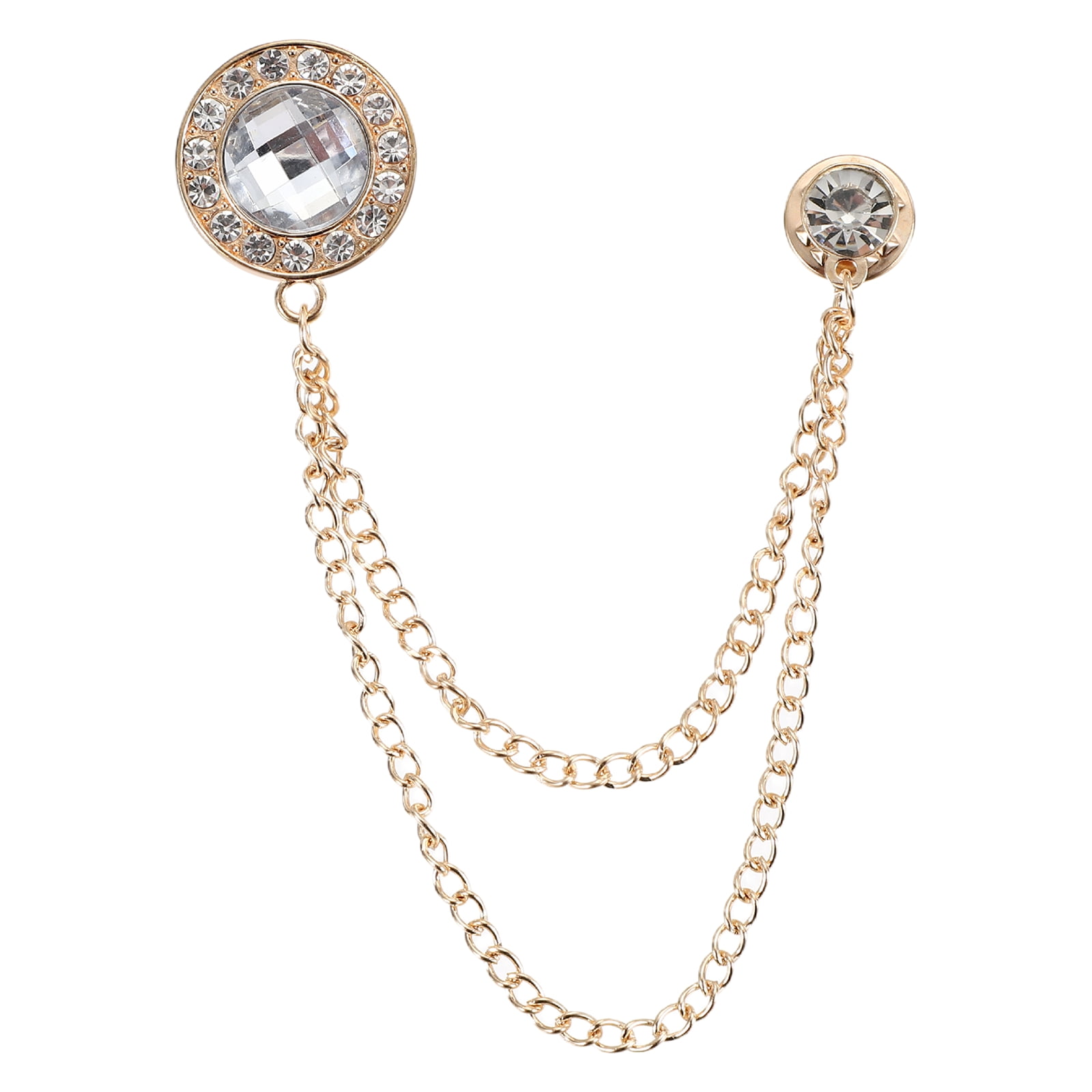 Uxcell Gem Chain Brooch Pins, Hanging Chain Brooch Suit Pin Tassel ...