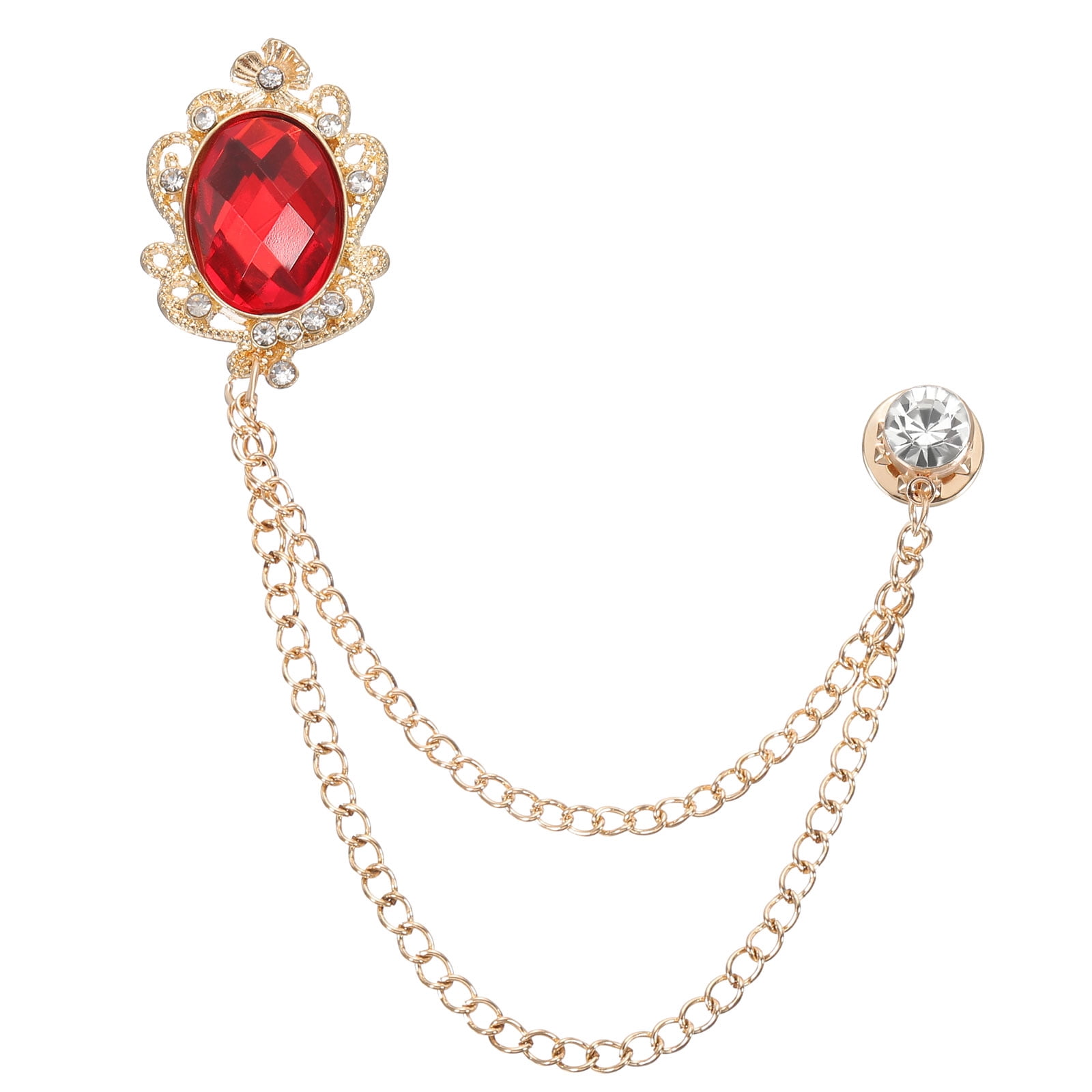 Uxcell Gem Hanging Chain Brooch Pins Men's Gem Brooch Suit Pins Gold ...