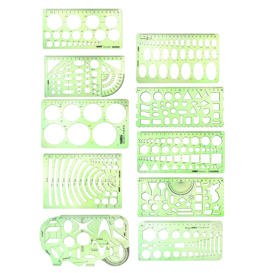 Uxcell Geometric Drawing Template Measuring Ruler Plastic for Drawing ...