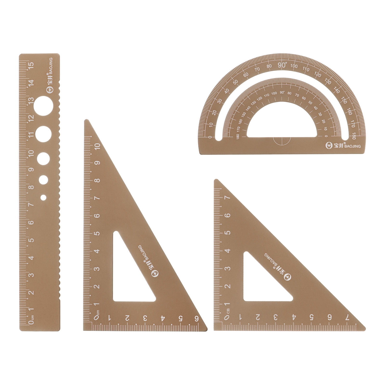 Uxcell Geometry Set 15cm 4pcs Laser Engraving Metal Ruler Set, Golden ...