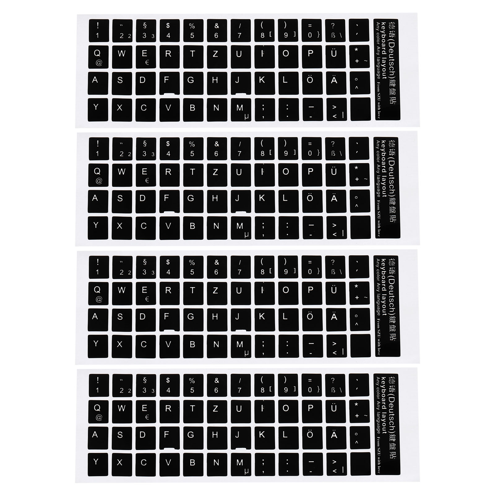 Uxcell German Keyboard Stickers Universal Keyboard Cover Smooth, Black ...