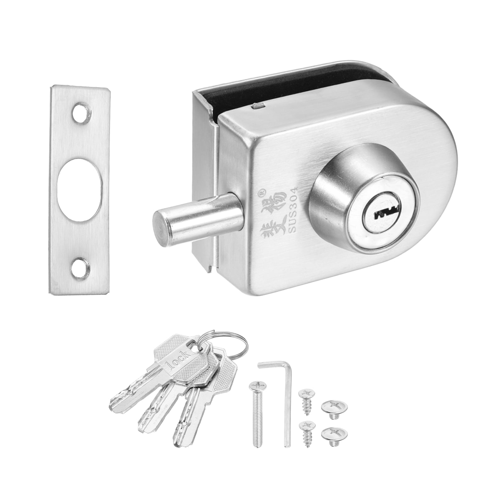 Uxcell Glass Door Lock, 304 Stainless Steel Frameless Glass Door Lock ...