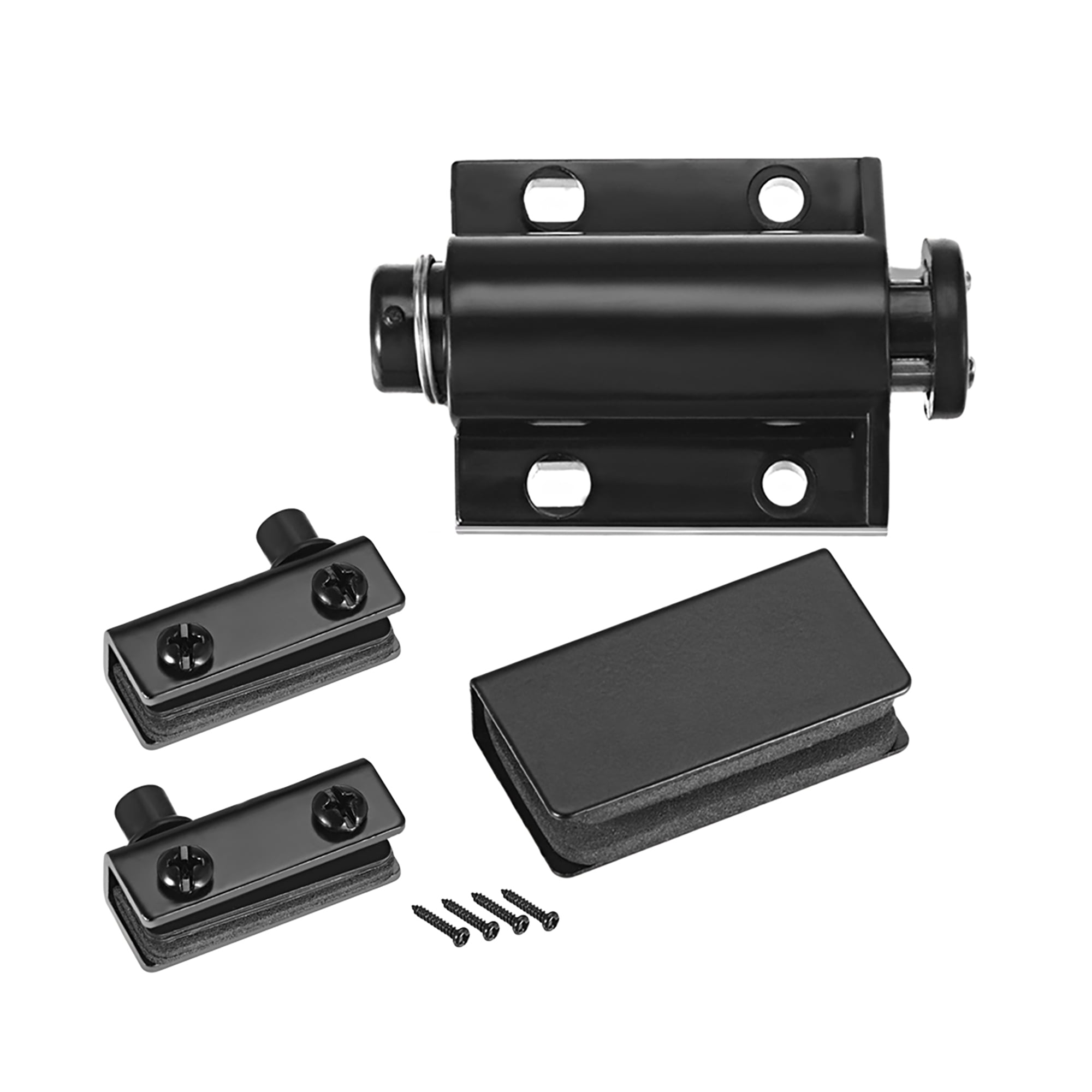 Uxcell Glass Door Magnetic Latch Set for 0.2''-0.24'' Glass Door Black ...